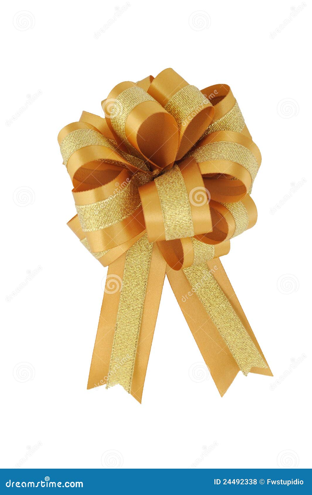 Gloden ribbon bow isolated stock photo. Image of christmas - 24492338