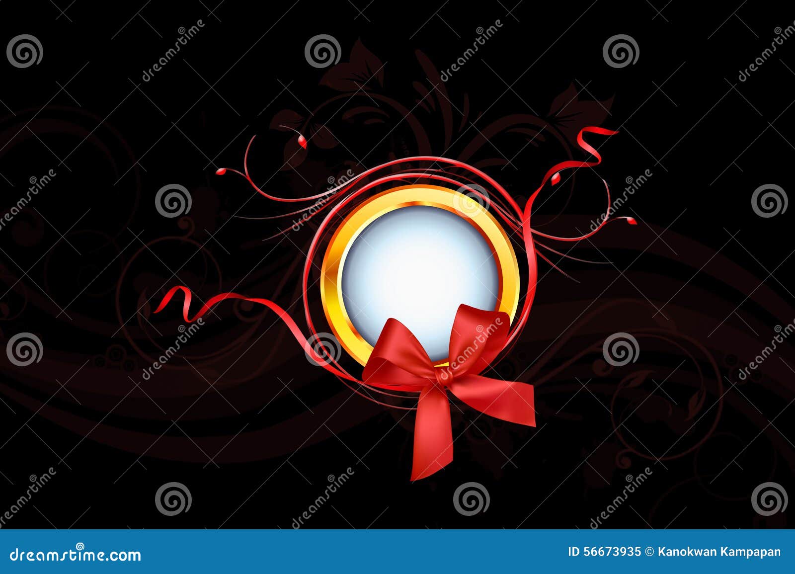 Gloden Ring and Red Ribbon stock illustration. Illustration of line ...