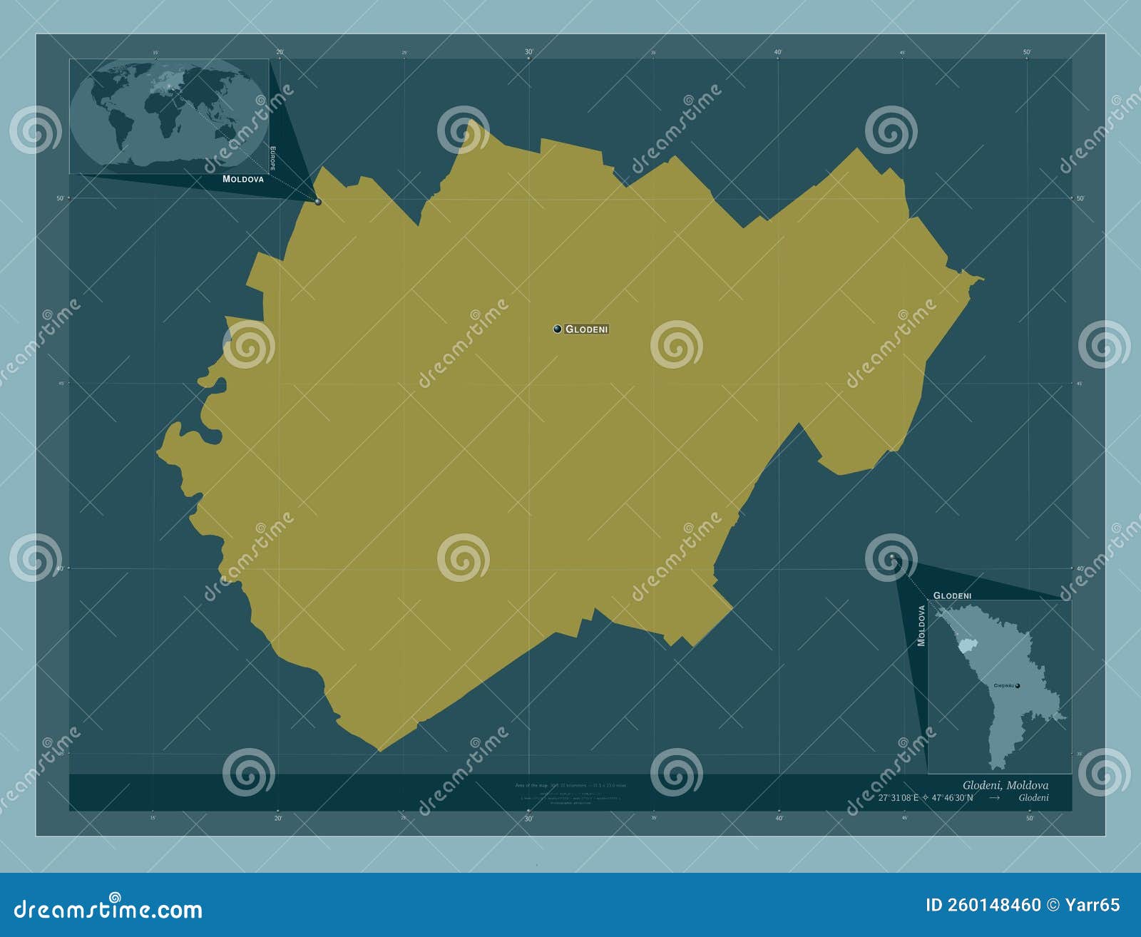 Glodeni, Moldova. Solid. Labelled Points of Cities Stock Illustration ...