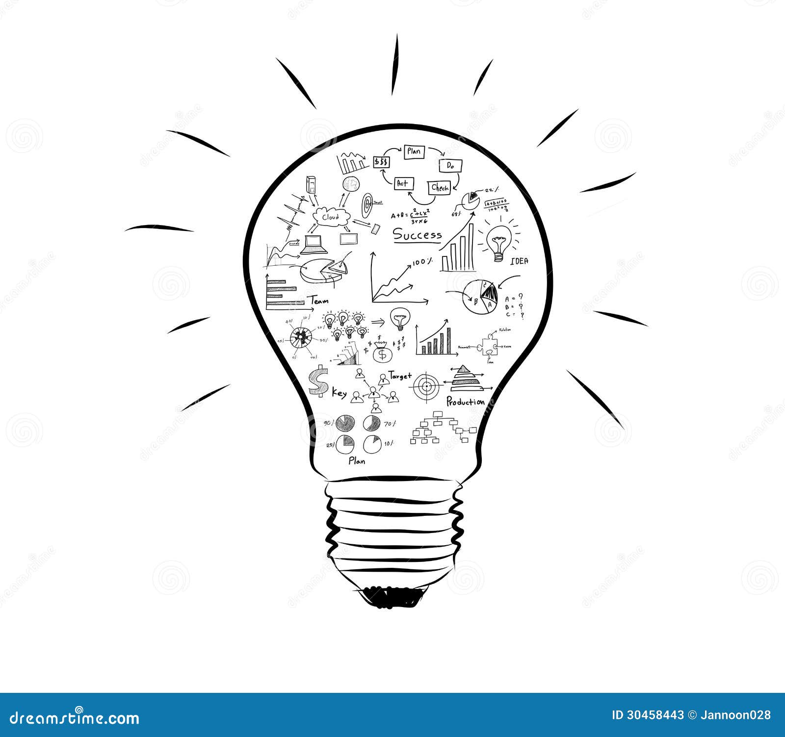 Gloeilamp Met Tekenings Binnen Grafiek Stock Illustratie - Illustration ...