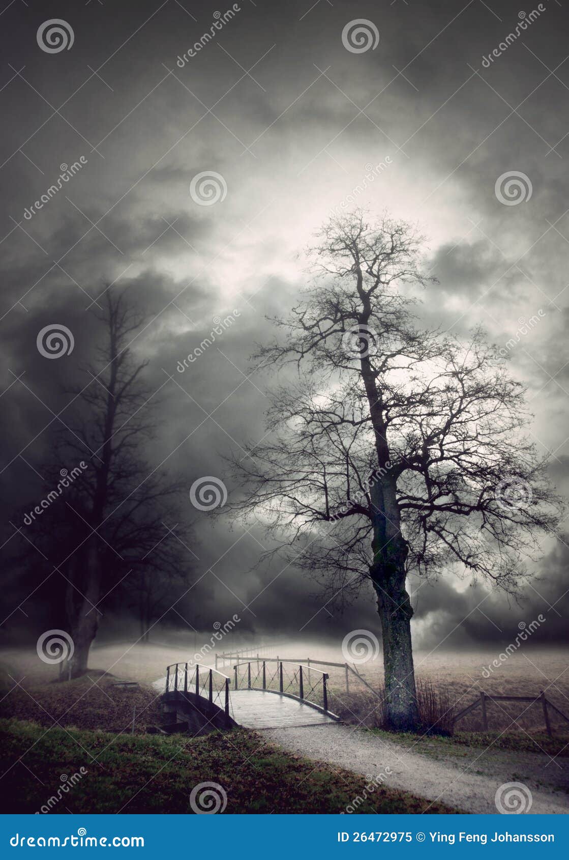 Gloomy autumn landscape stock image. Image of bridge - 26472975