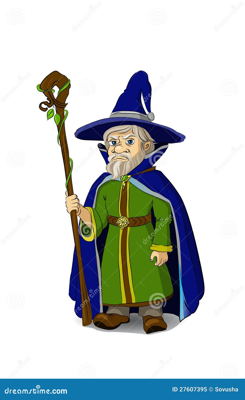 Cartoon Wizard Hold Book Reading Magic Spell Vector Flat Illustration ...