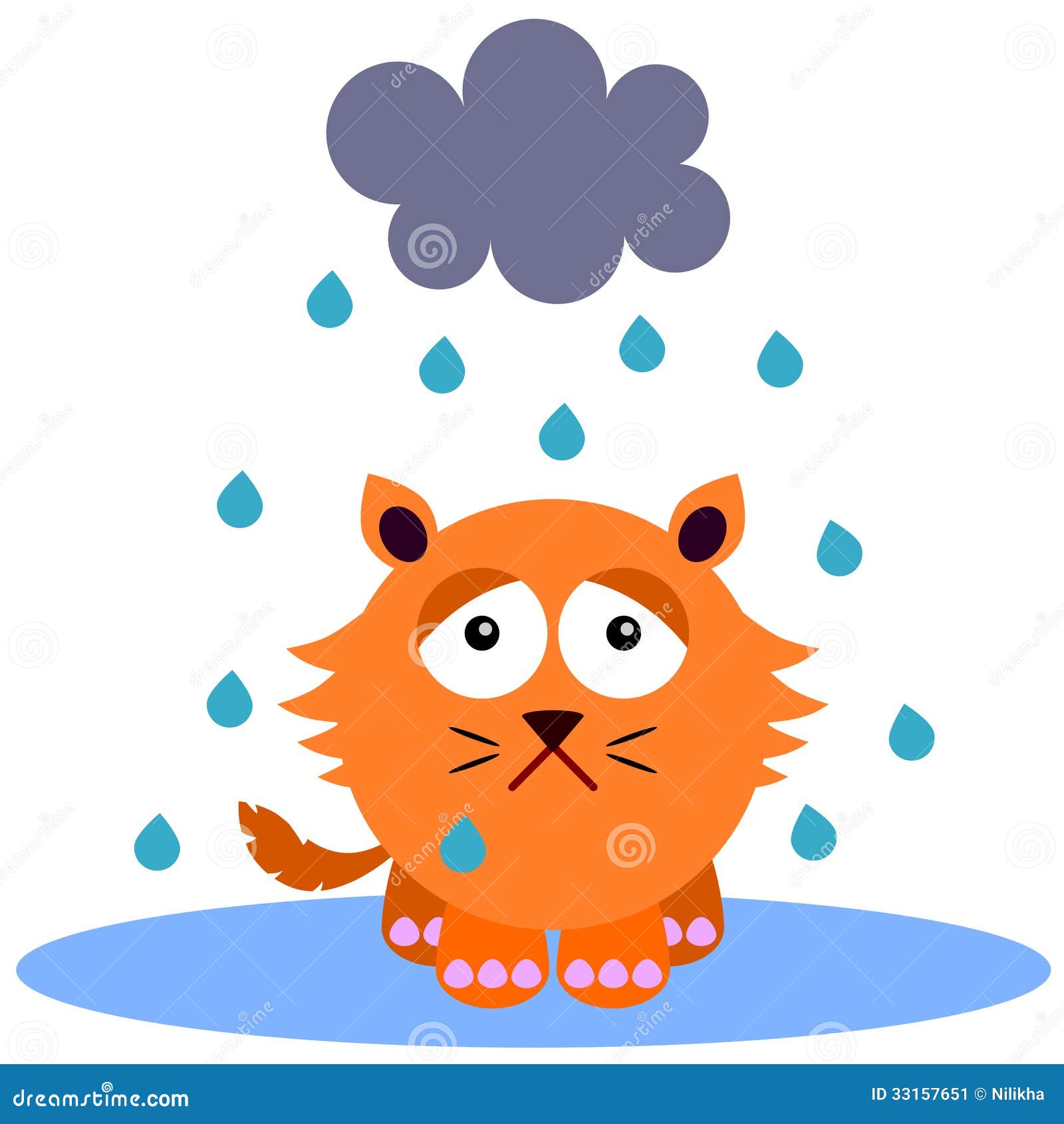Gloomy cat stock illustration. Illustration of rain, cartoon - 33157651