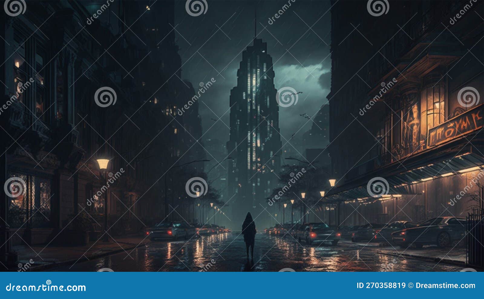 A gloomy city in realism stock illustration. Illustration of city ...