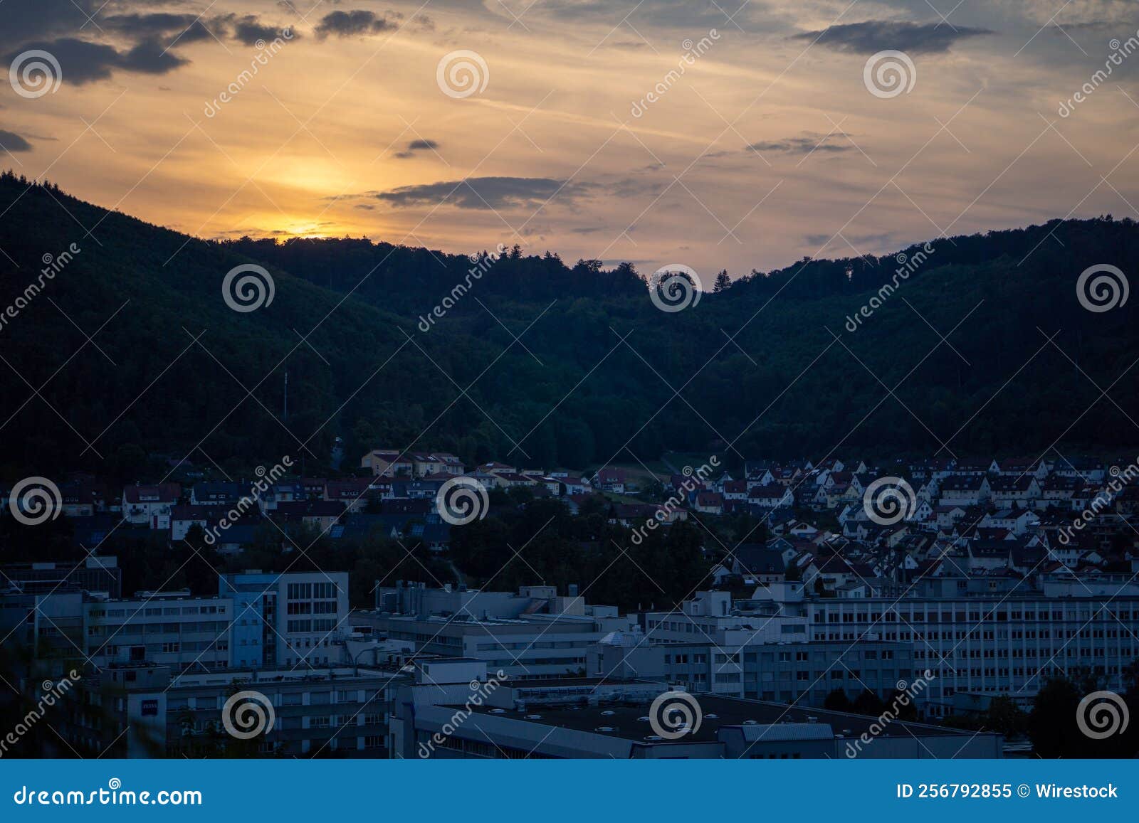 Gloomy Cityscape of Oberkochen Captured at Sunset Stock Image - Image ...
