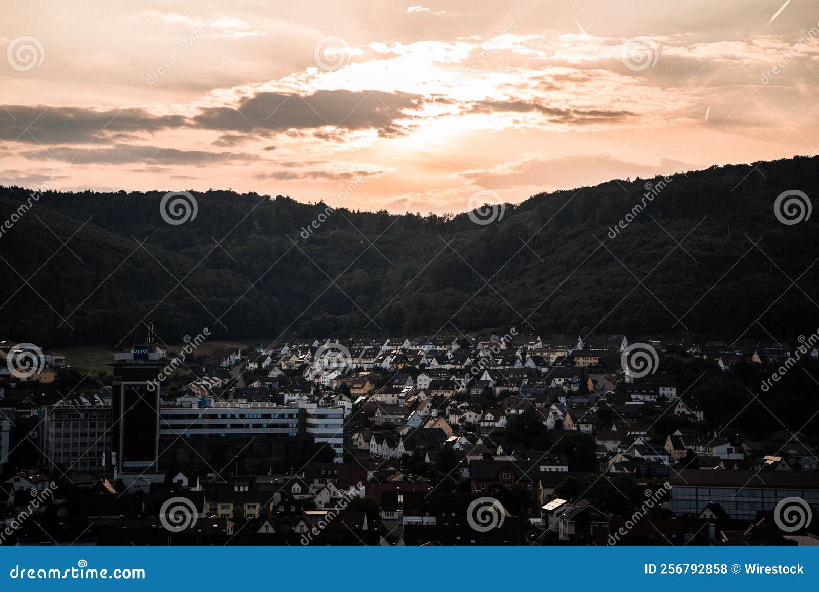 Gloomy Cityscape of Oberkochen Captured at Sunset Stock Photo - Image ...