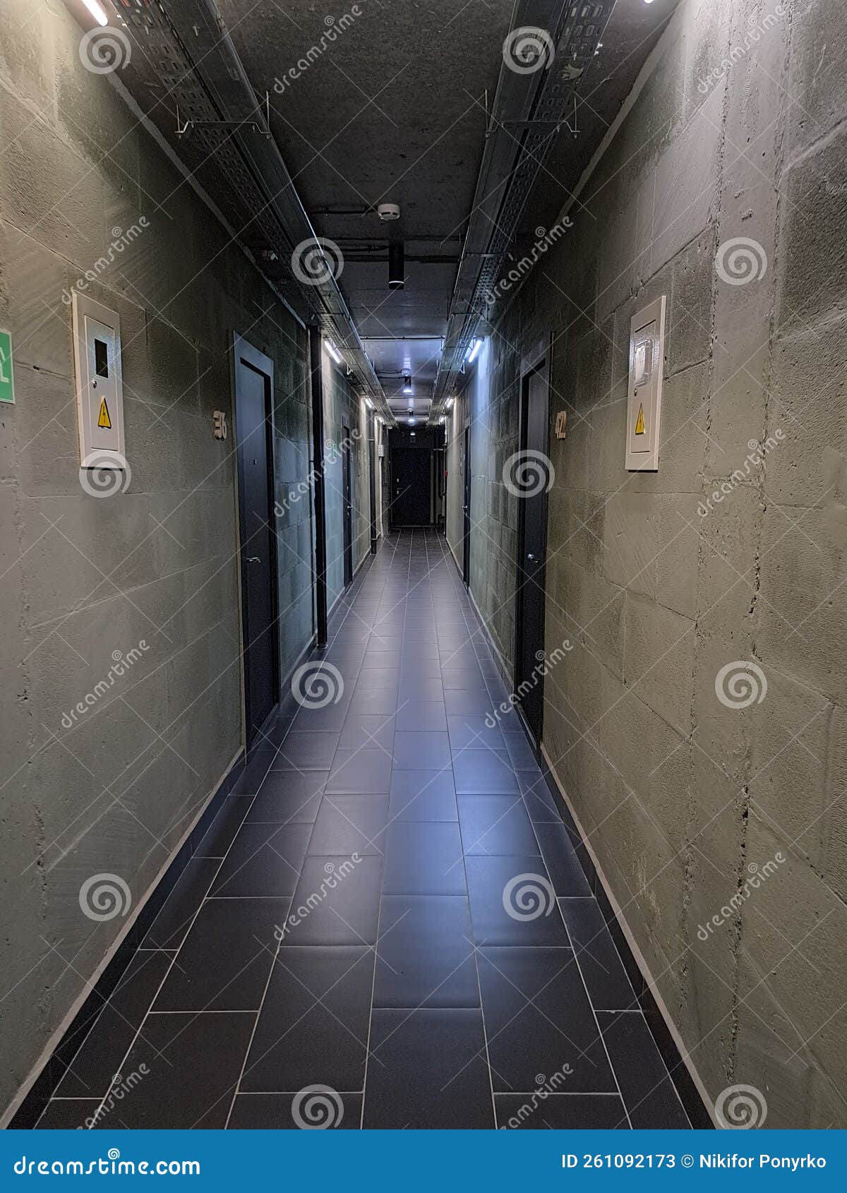 Gloomy dark corridor stock image. Image of architecture - 261092173