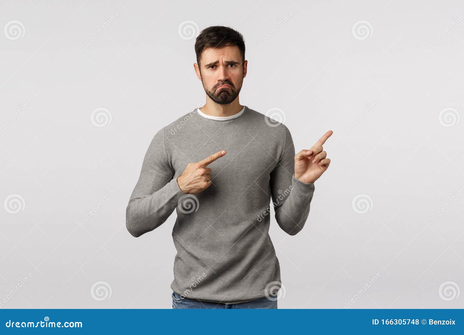 Gloomy, Depressed and Lonely Miserable Handsome Bearded Guy in Grey ...