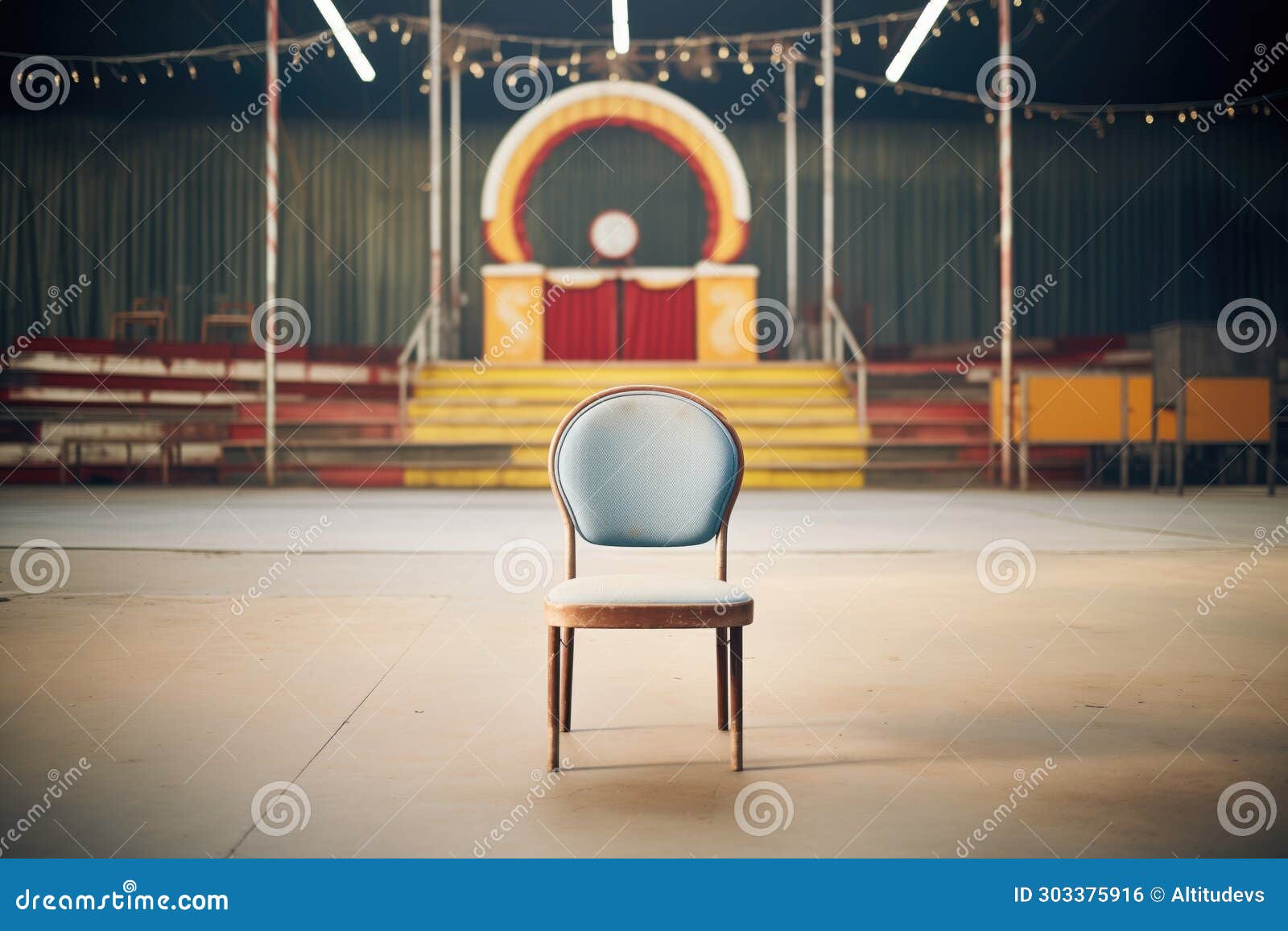 Gloomy Empty Circus Ring with Single Chair Stock Photo - Image of ...