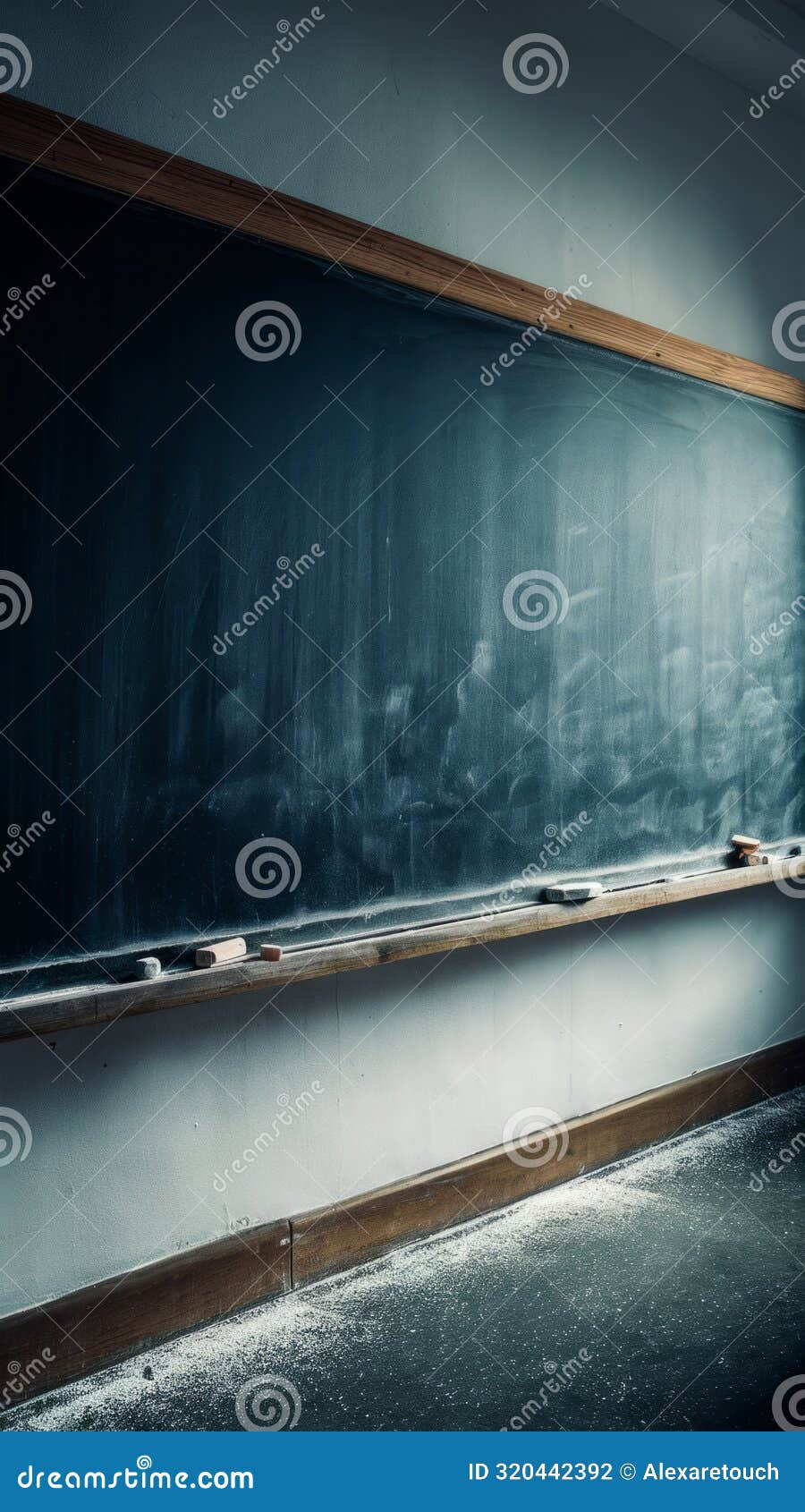 Gloomy Empty Classroom with Chalkboard Stock Photo - Image of bright ...