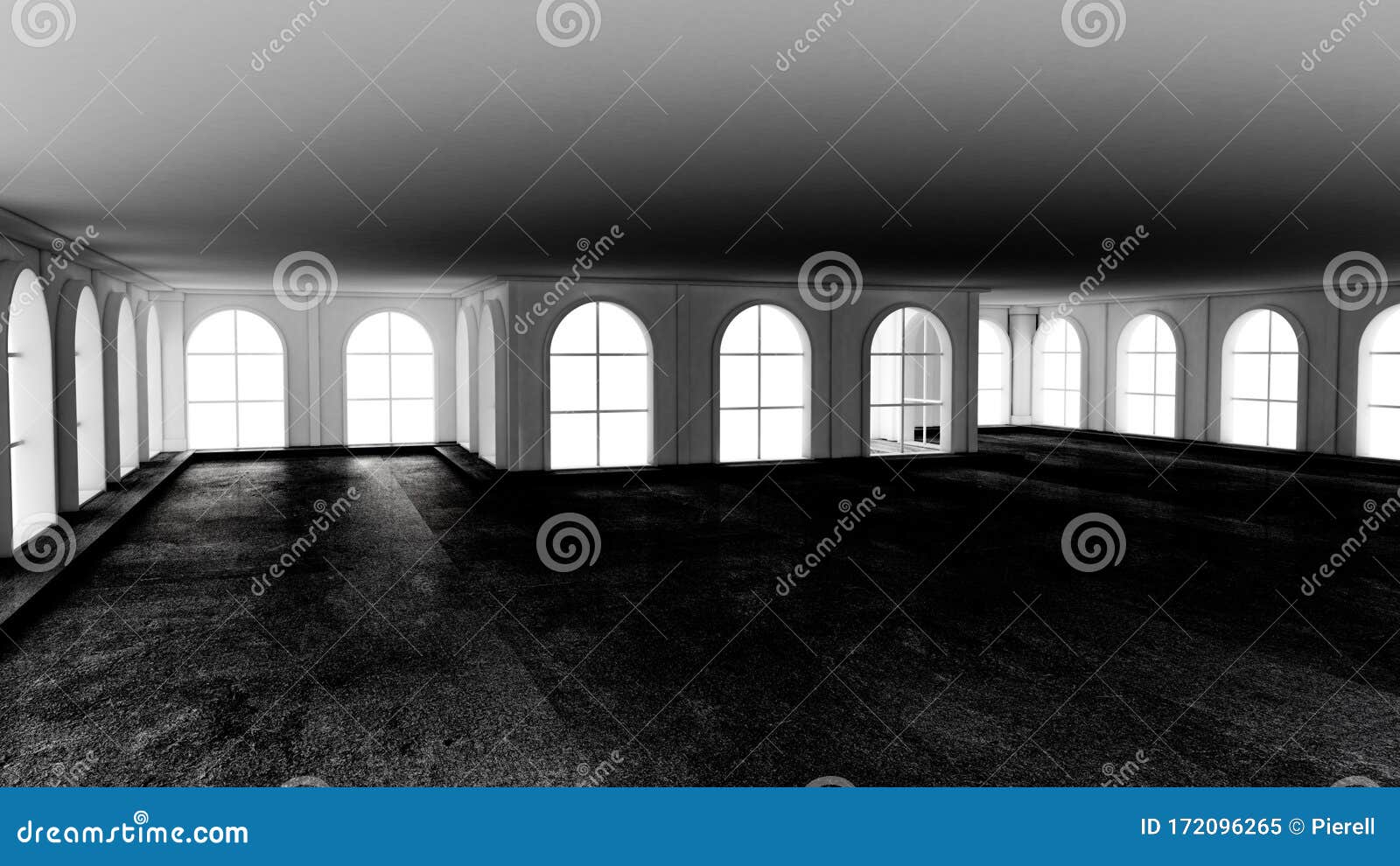 Gloomy Empty Interior with Stone Floor. 3d Illustration, 3d Rendering ...