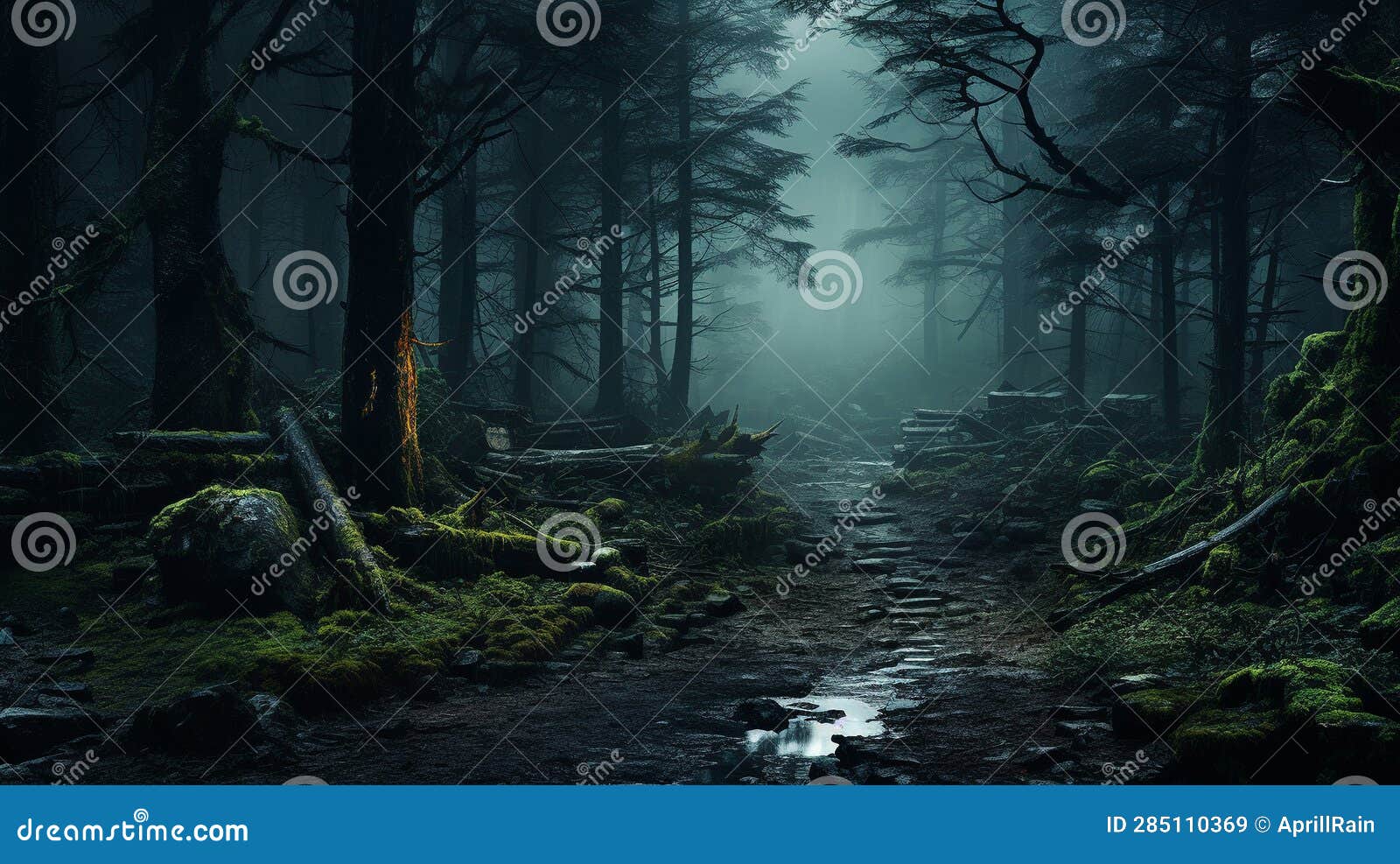 Gloomy Gothic Forest in Gothic Style Stock Illustration - Illustration ...