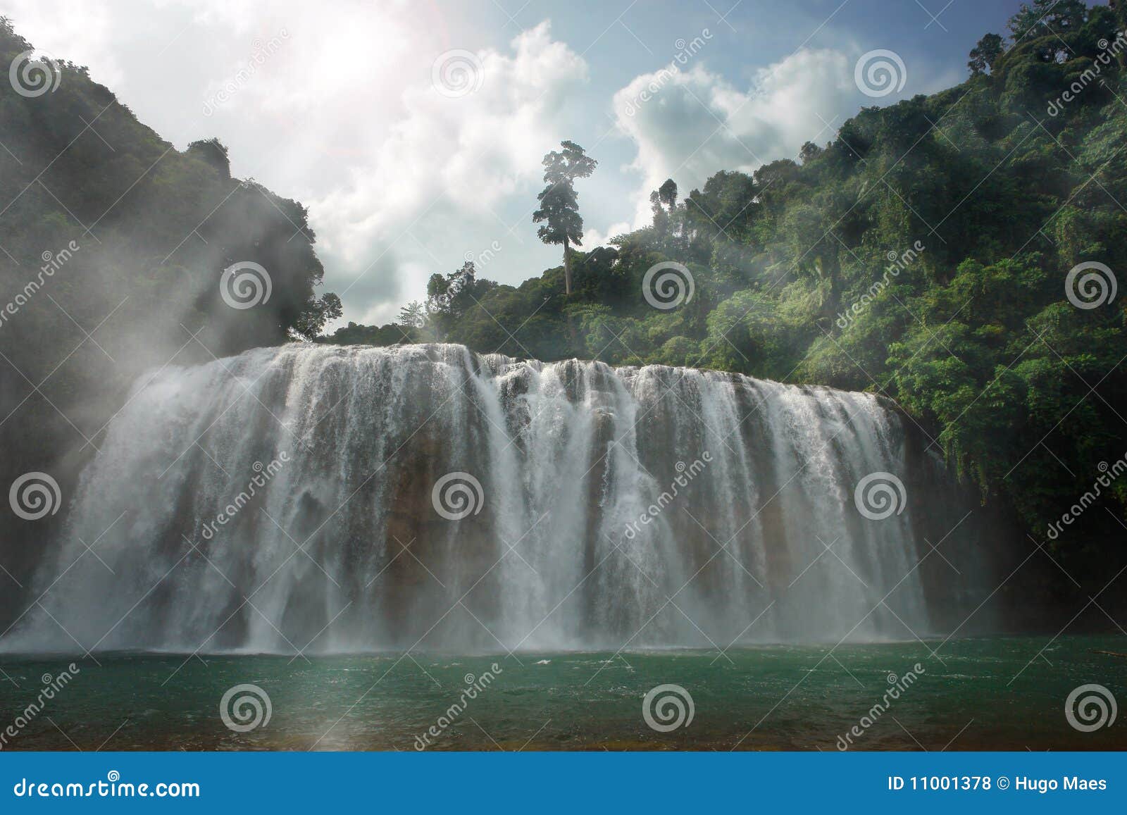 Gloomy jungle waterfall stock photo. Image of light, asia - 11001378