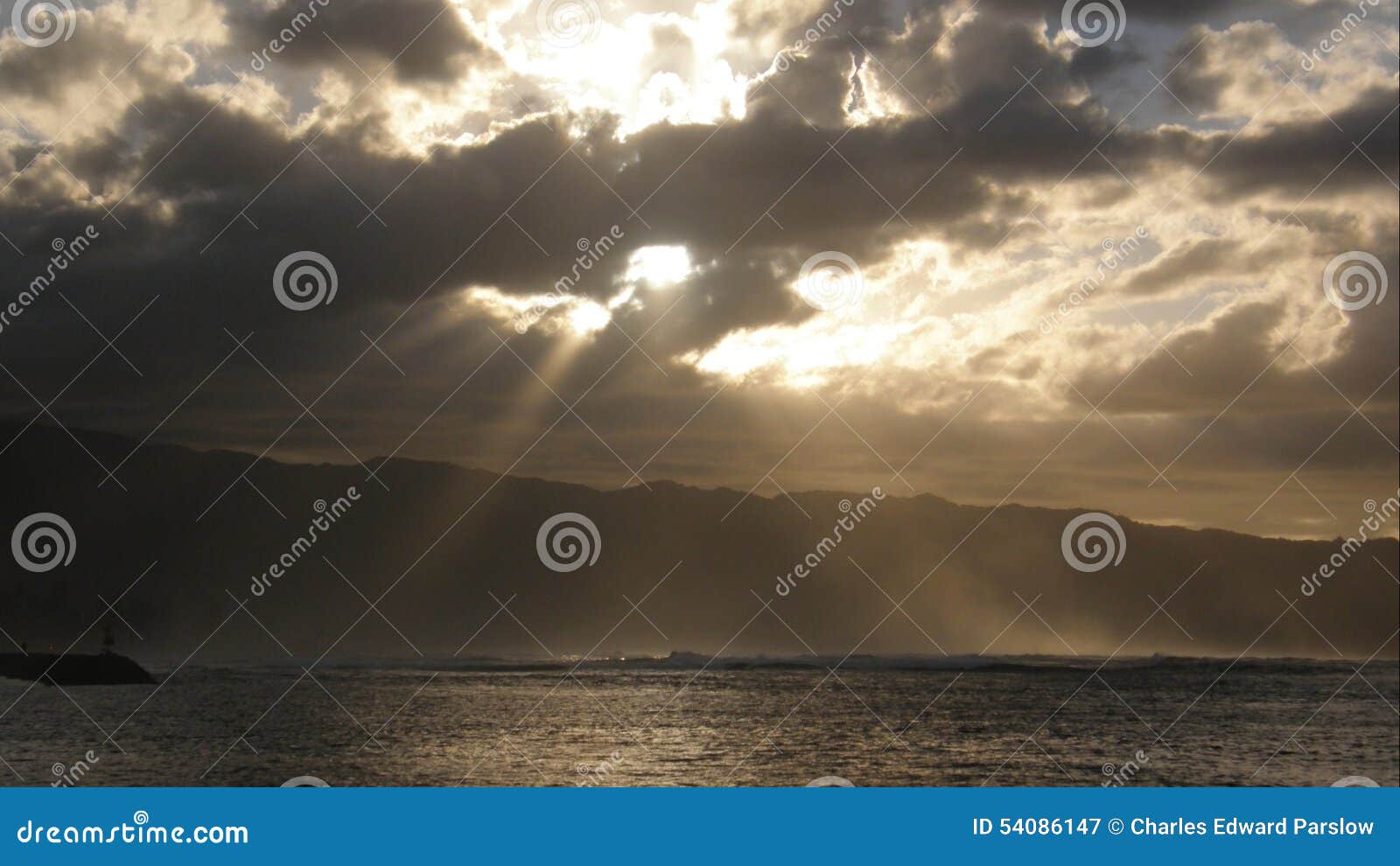 Gloomy sunset Hawaii stock image. Image of sunset, rays - 54086147
