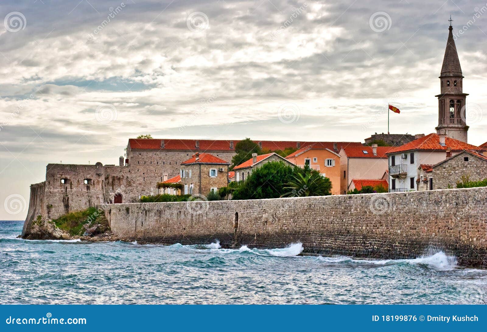 Gloomy weather of Budva stock photo. Image of panorama - 18199876