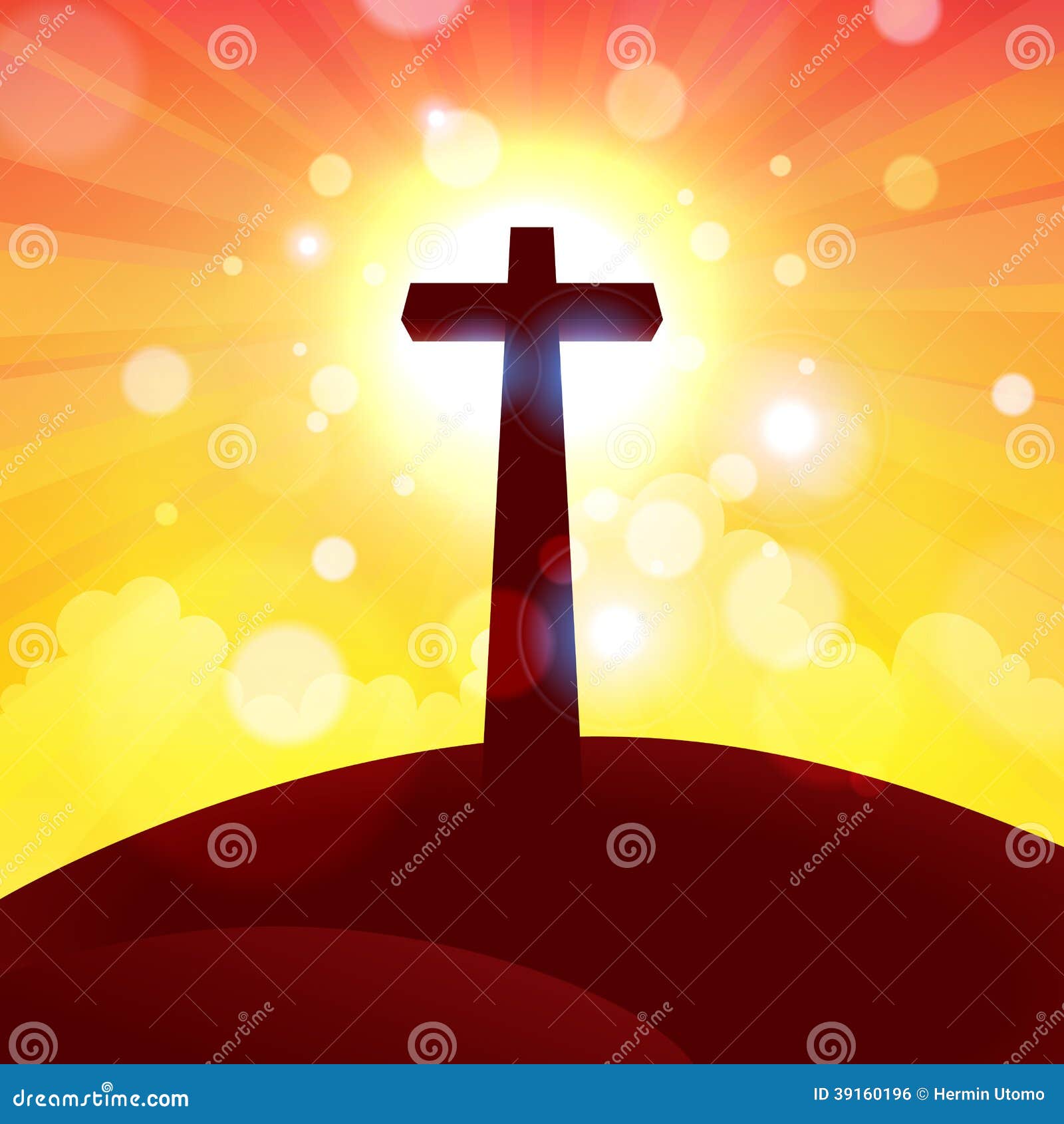 Glorious Cross at Sunset stock vector. Illustration of hope - 39160196