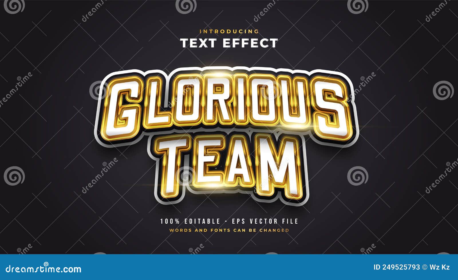 Glorious Text Style With 3D Effect. Editable Gold Text Effect Cartoon ...
