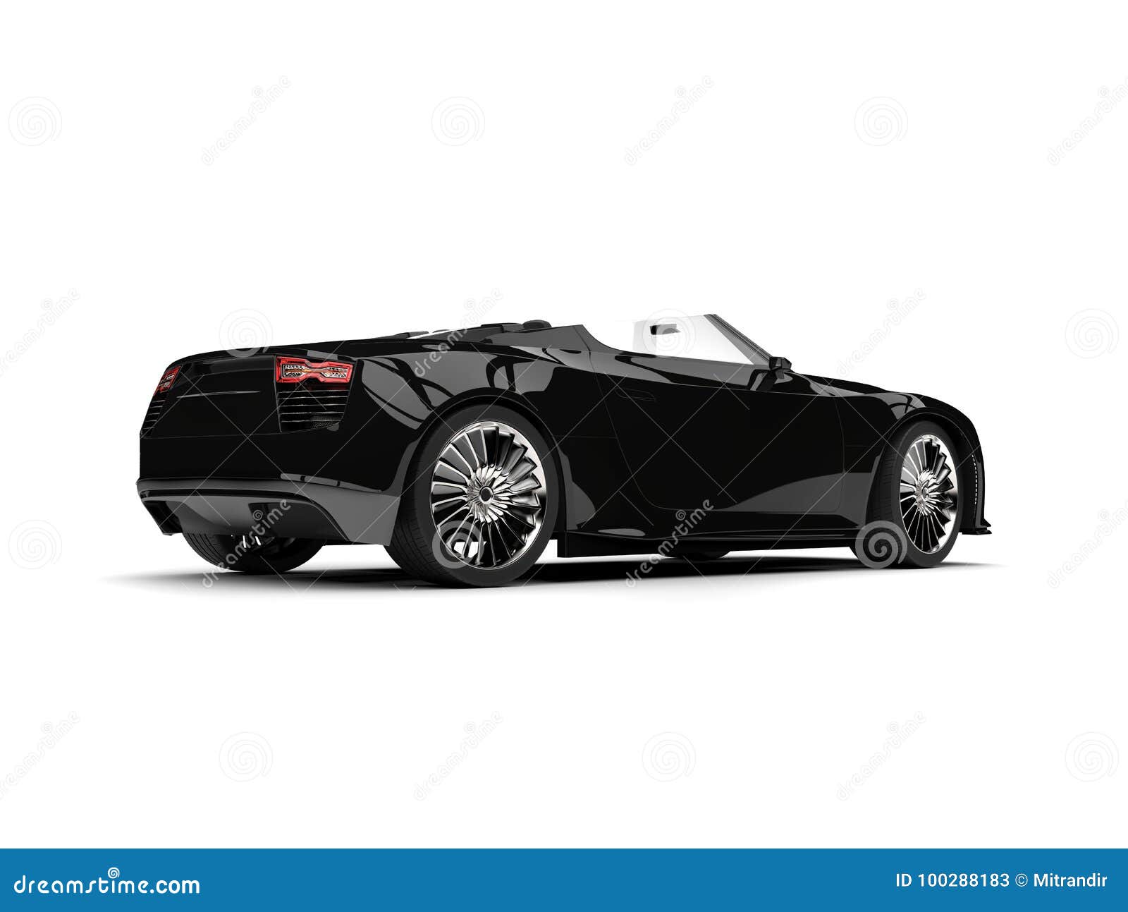 Glorious Modern Black Cabriolet Super Car - Rear View Stock ...