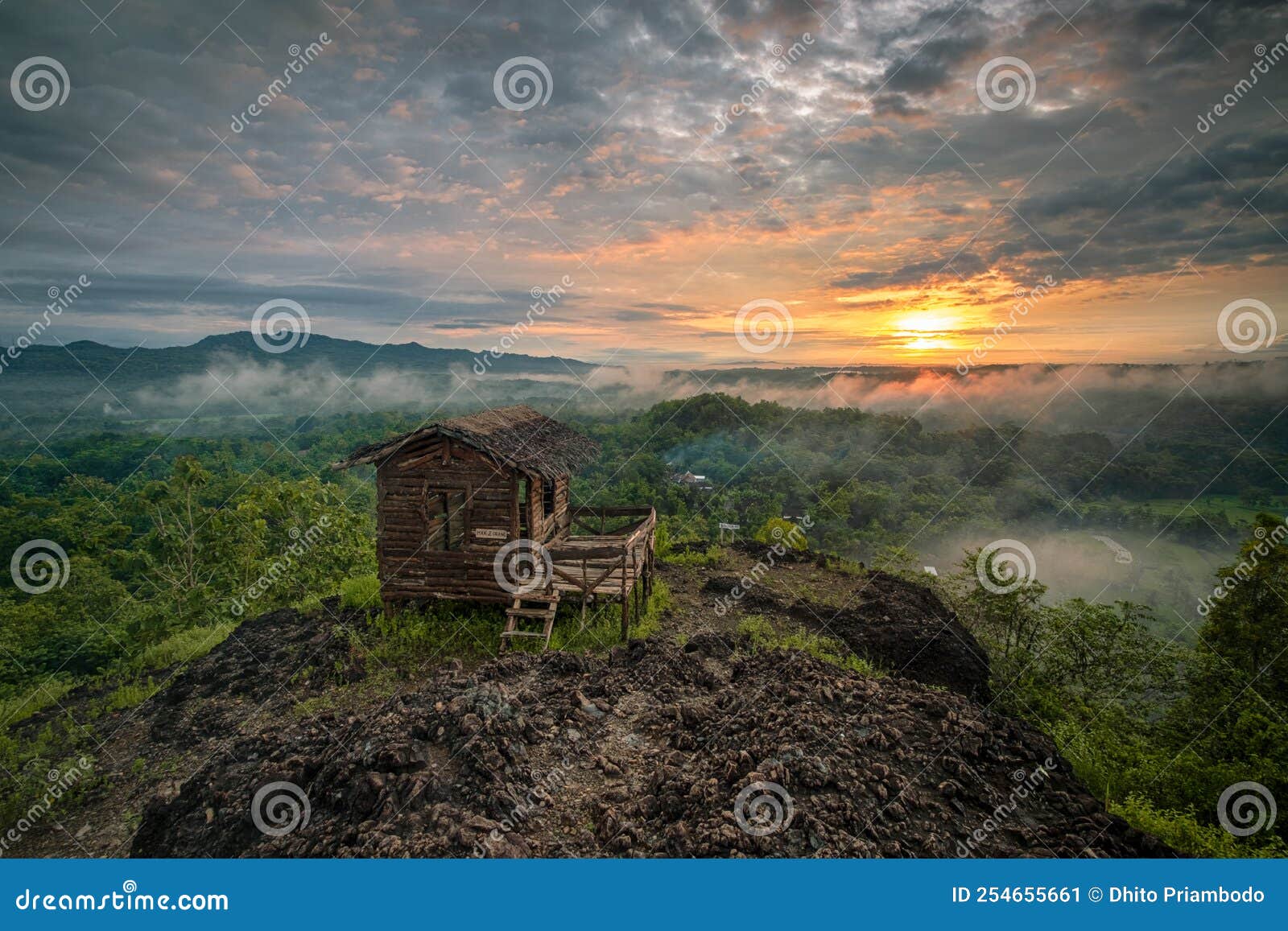 Glorious Morning from Gunung Ireng Stock Image - Image of tree, rock ...