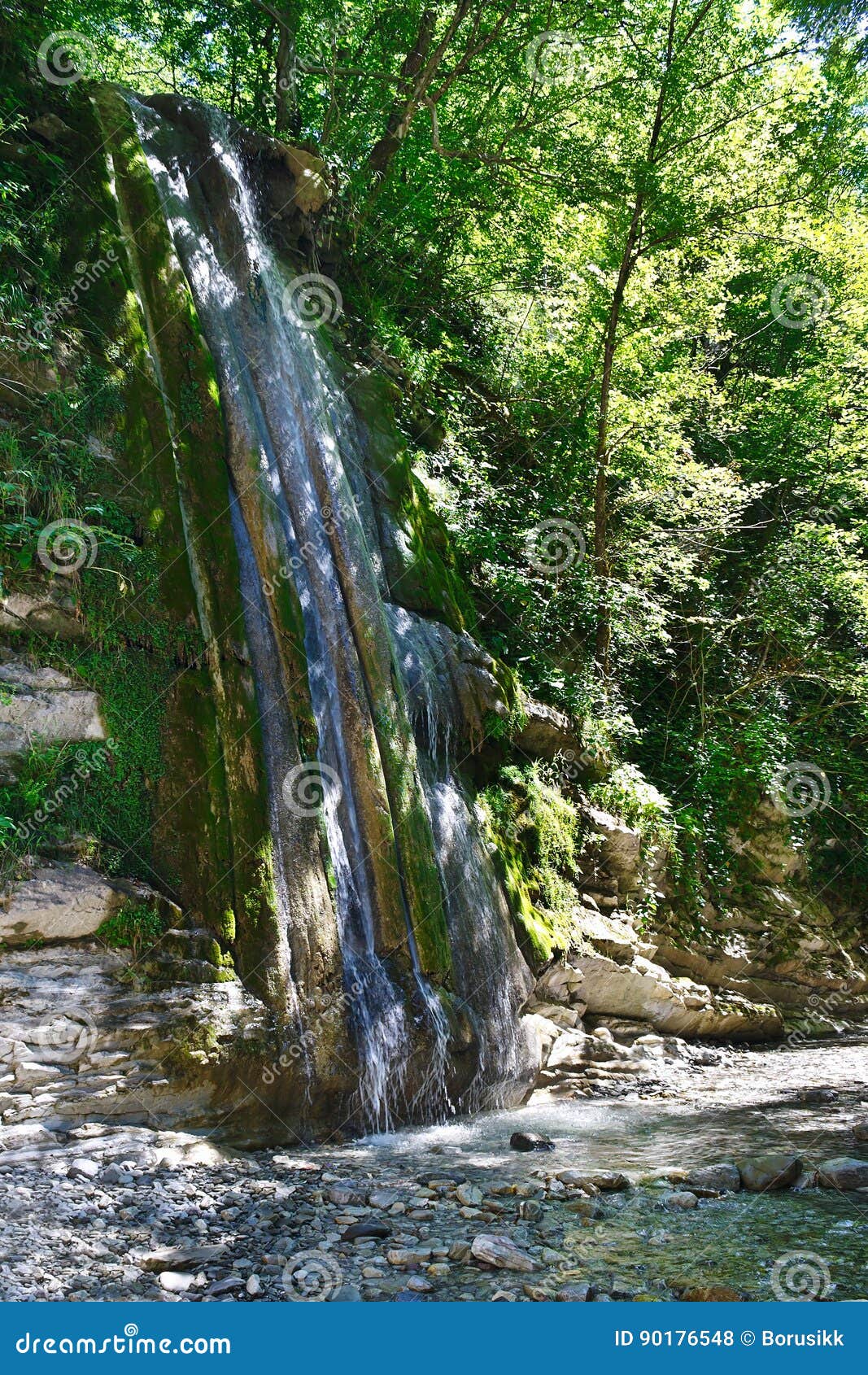 Glorious Refreshing Waterfall Waterfall In Fairy Forest Among Gorge ...