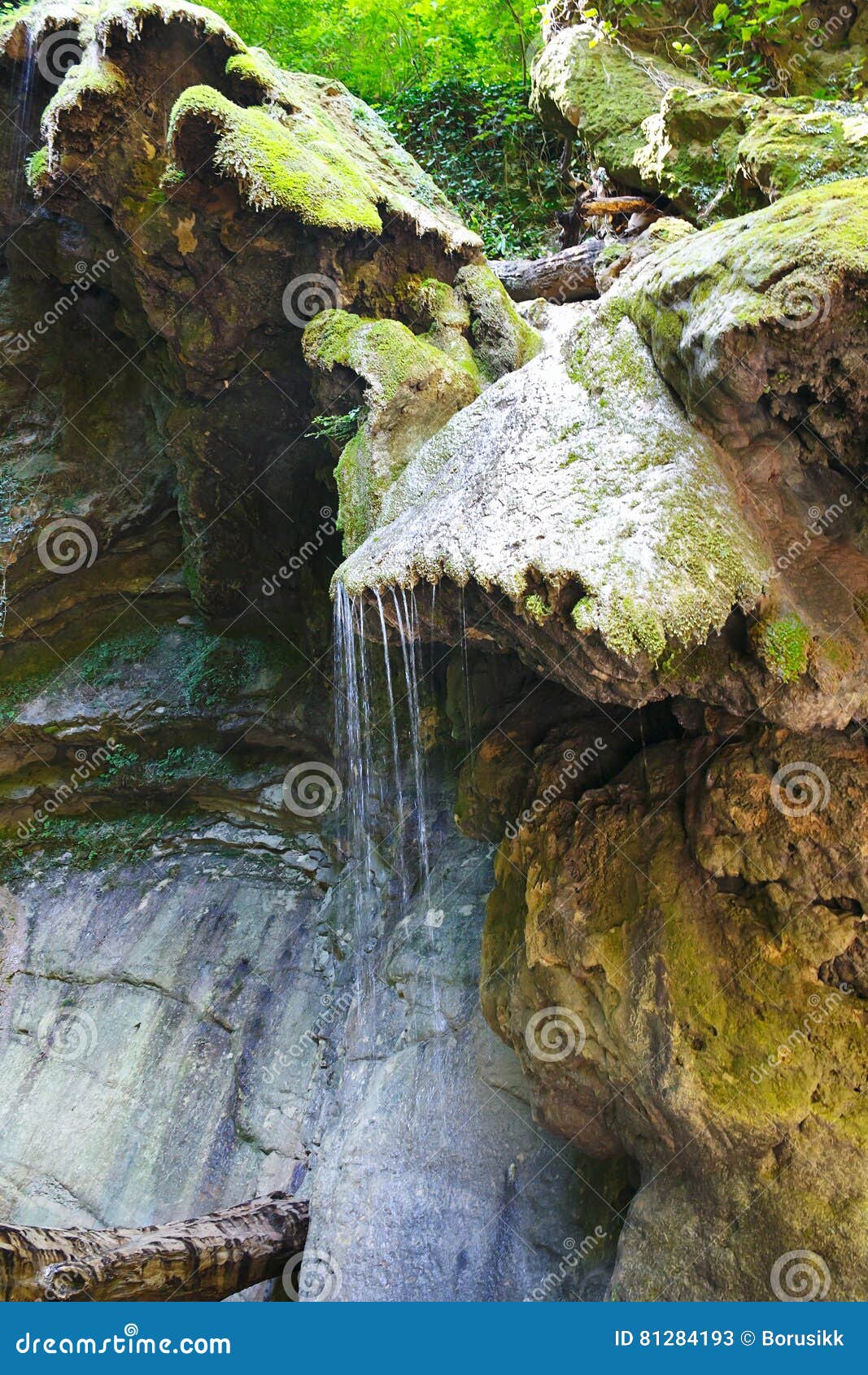 Glorious Rocks with Old Moss and Flowing Streams of Water Stock Image ...