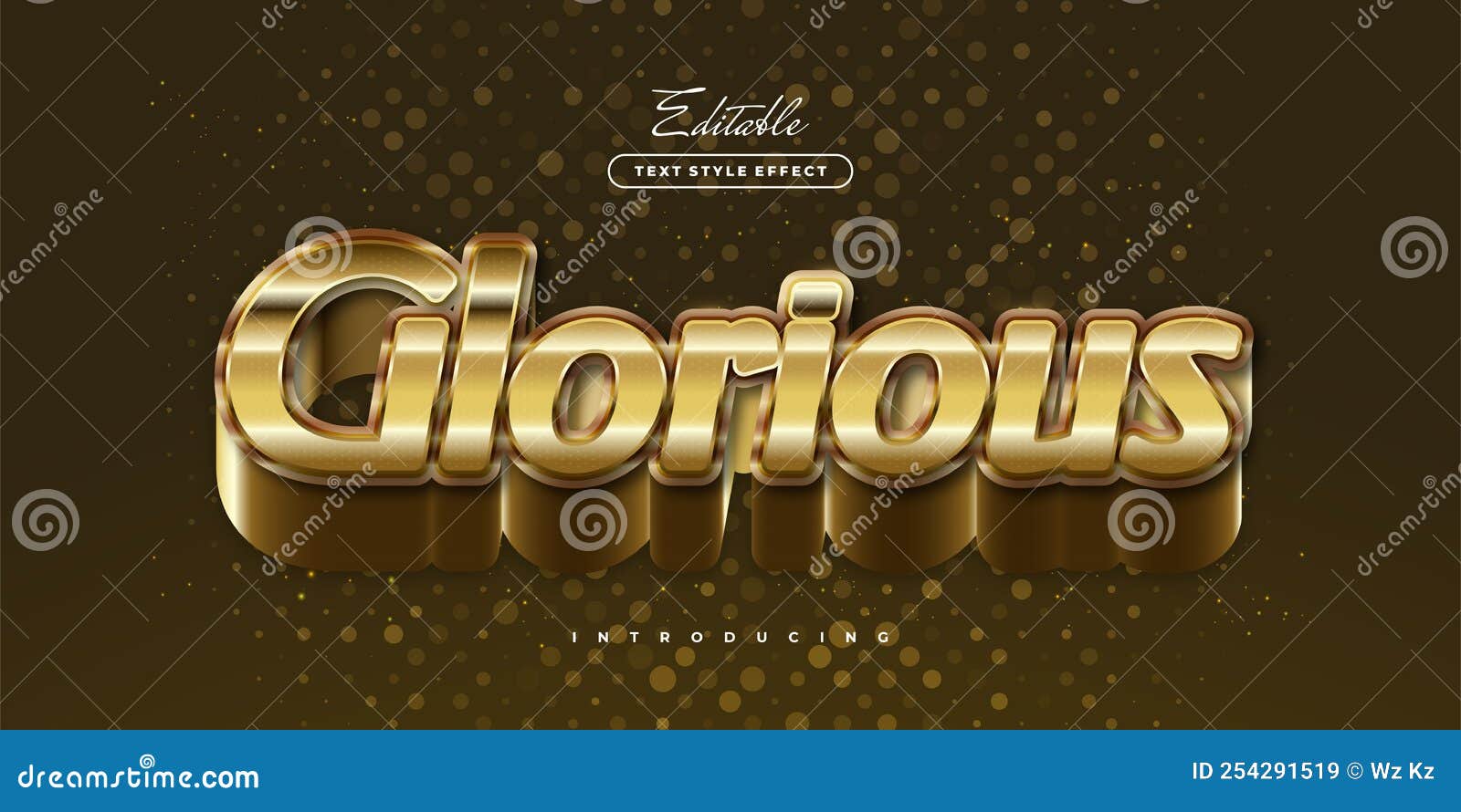 Glorious Text Style with 3D Effect. Editable Gold Text Effect Stock ...