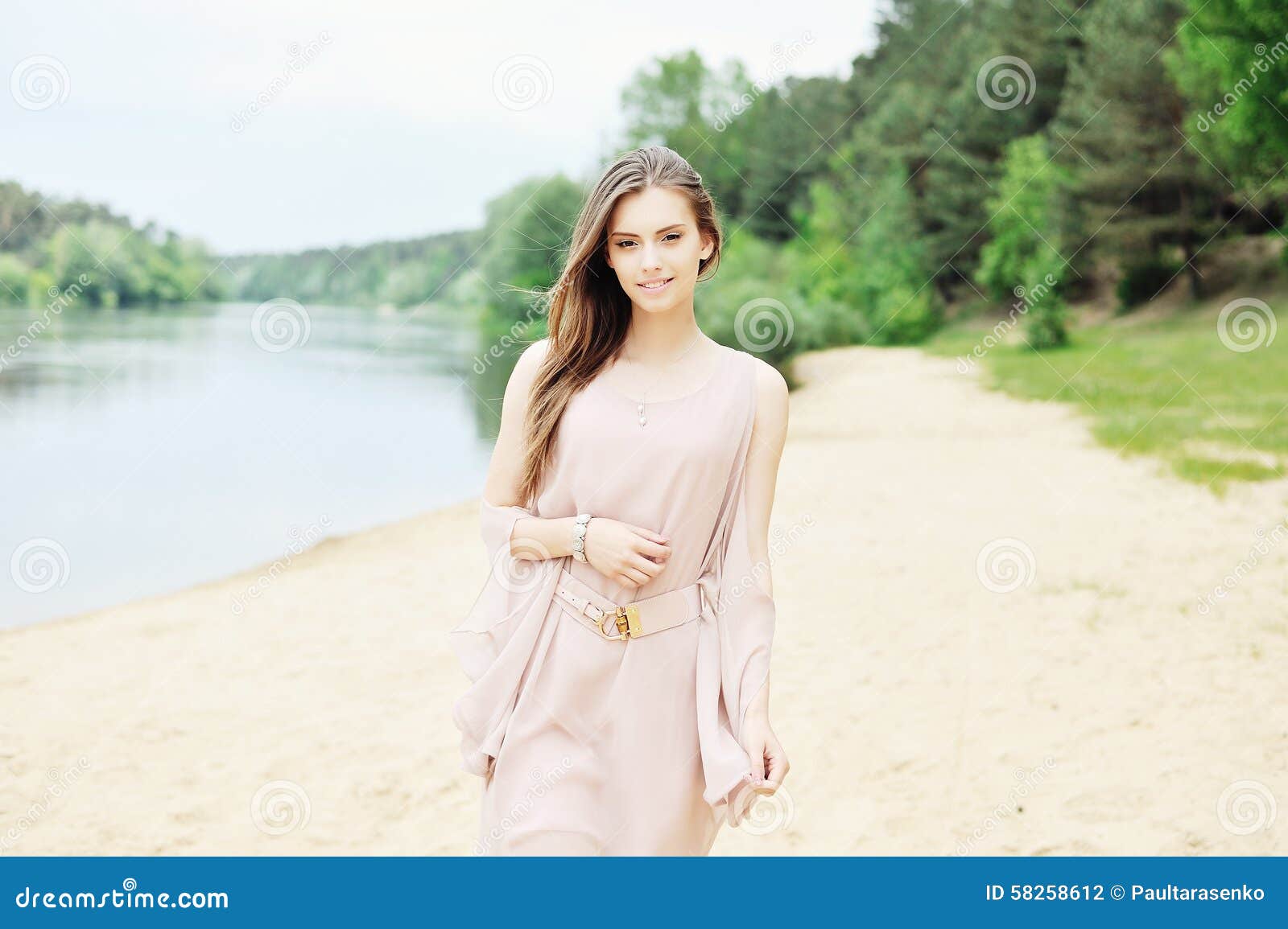 Glorious Young Woman in White Dress Stock Photo - Image of shapely ...
