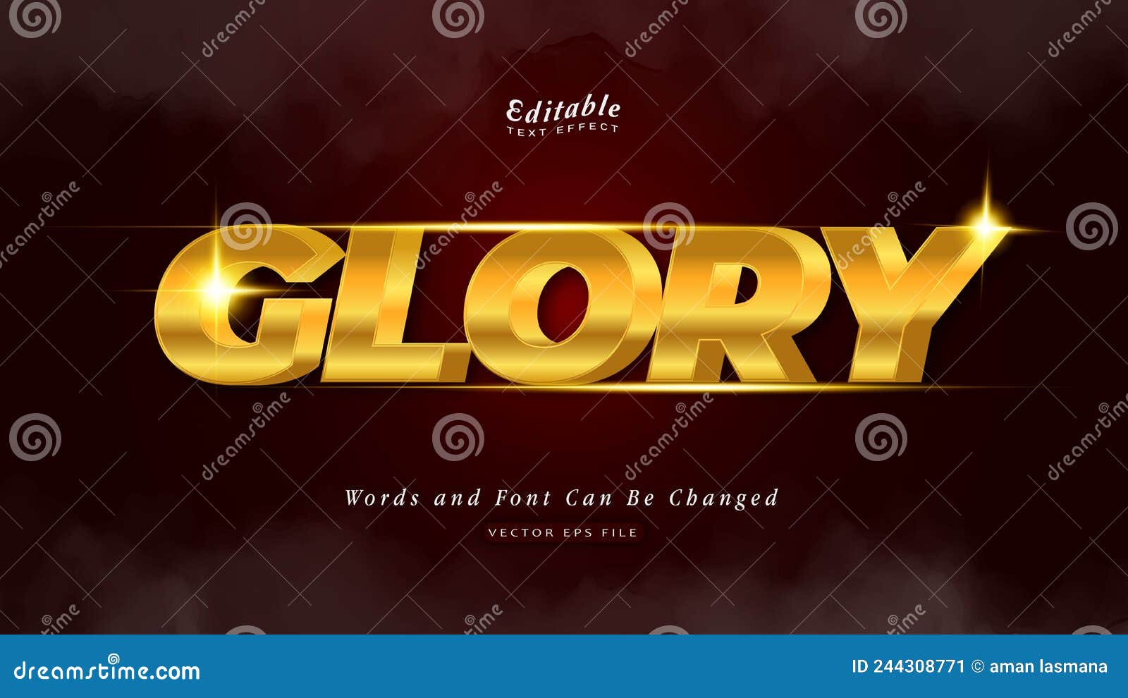 Glory text effect stock vector. Illustration of achievement - 244308771