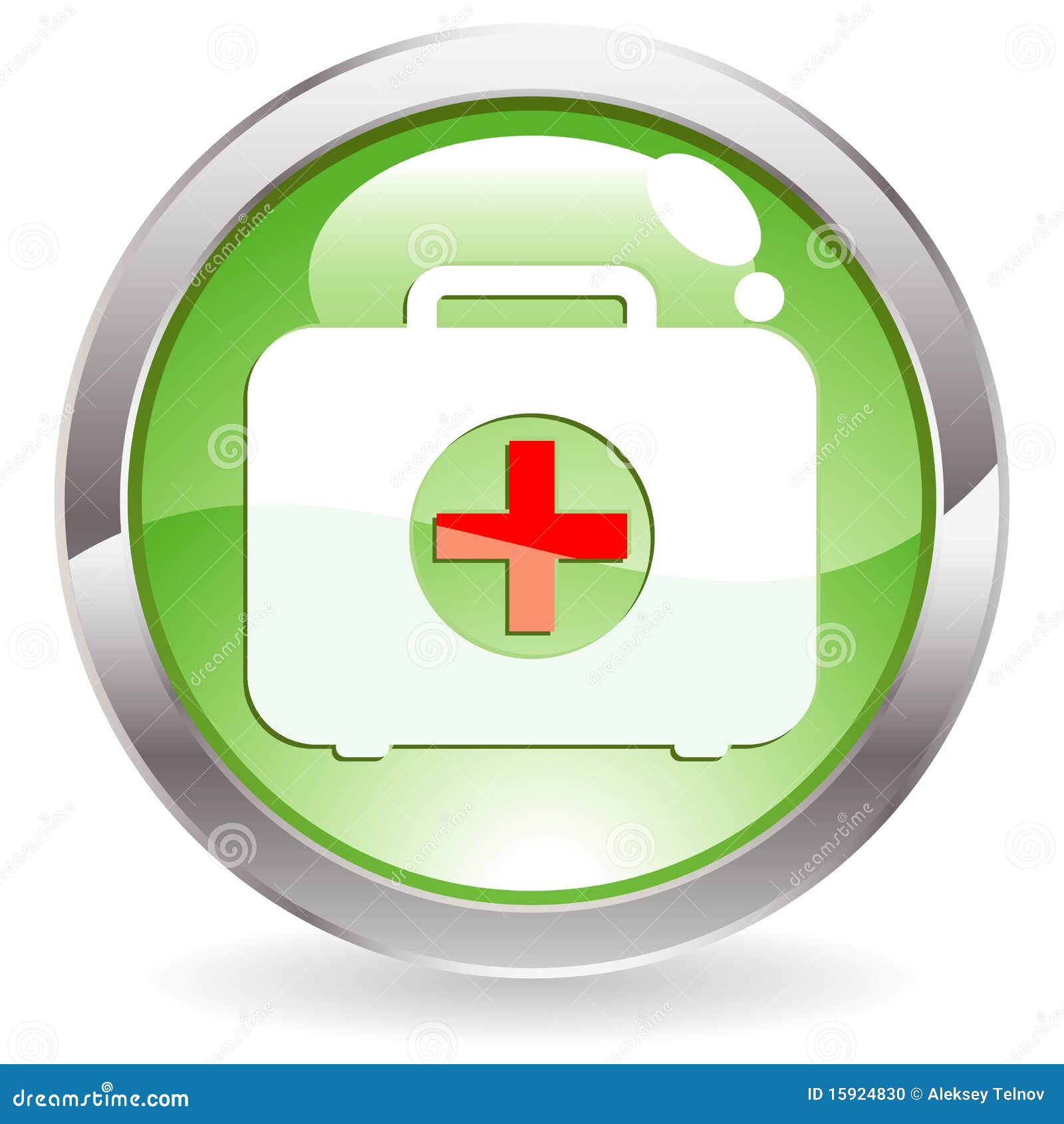 Gloss Button with First Aid Kit Stock Vector - Illustration of medicine ...