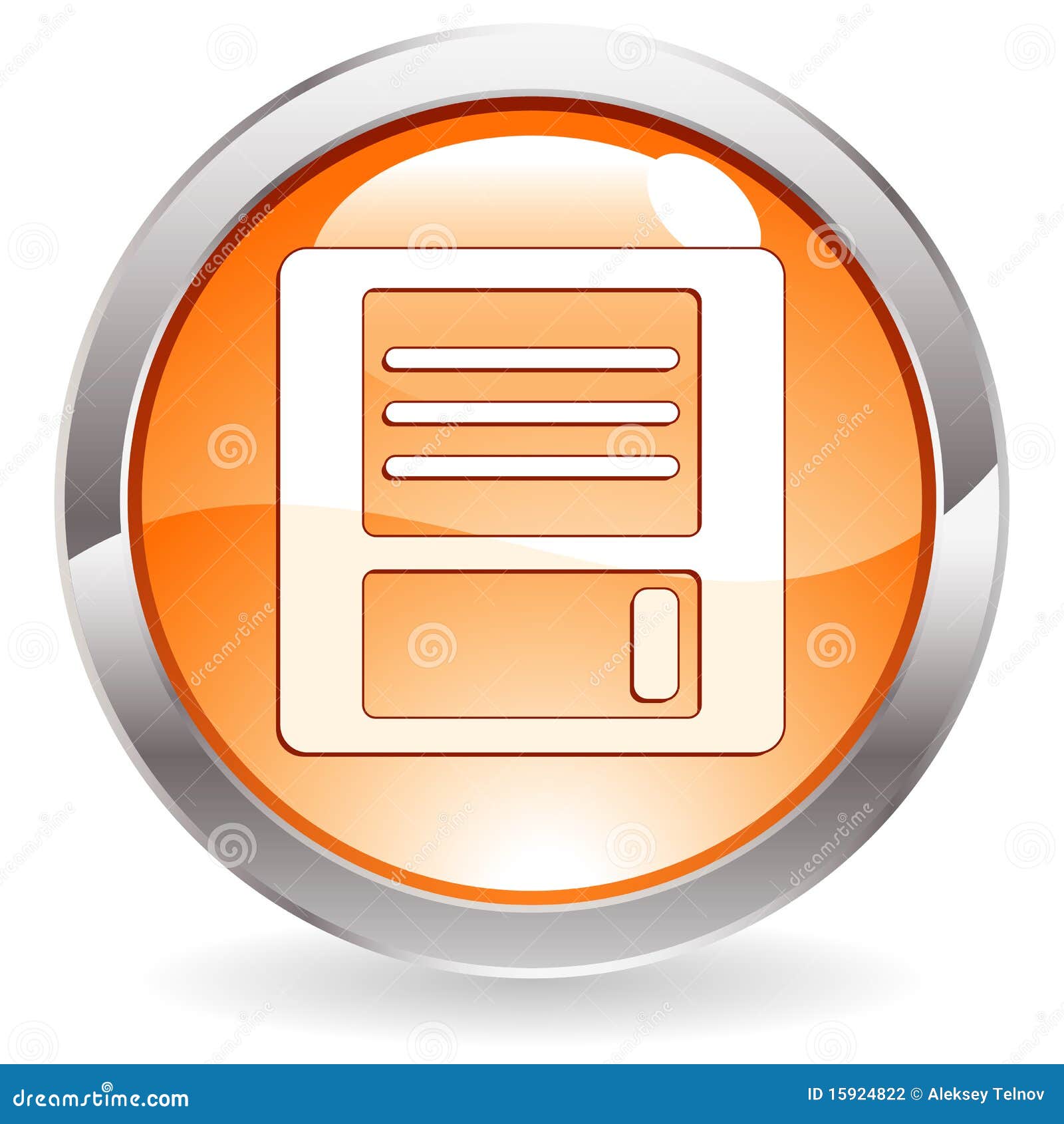 Gloss Button with Floppy Disk Stock Vector - Illustration of silver ...