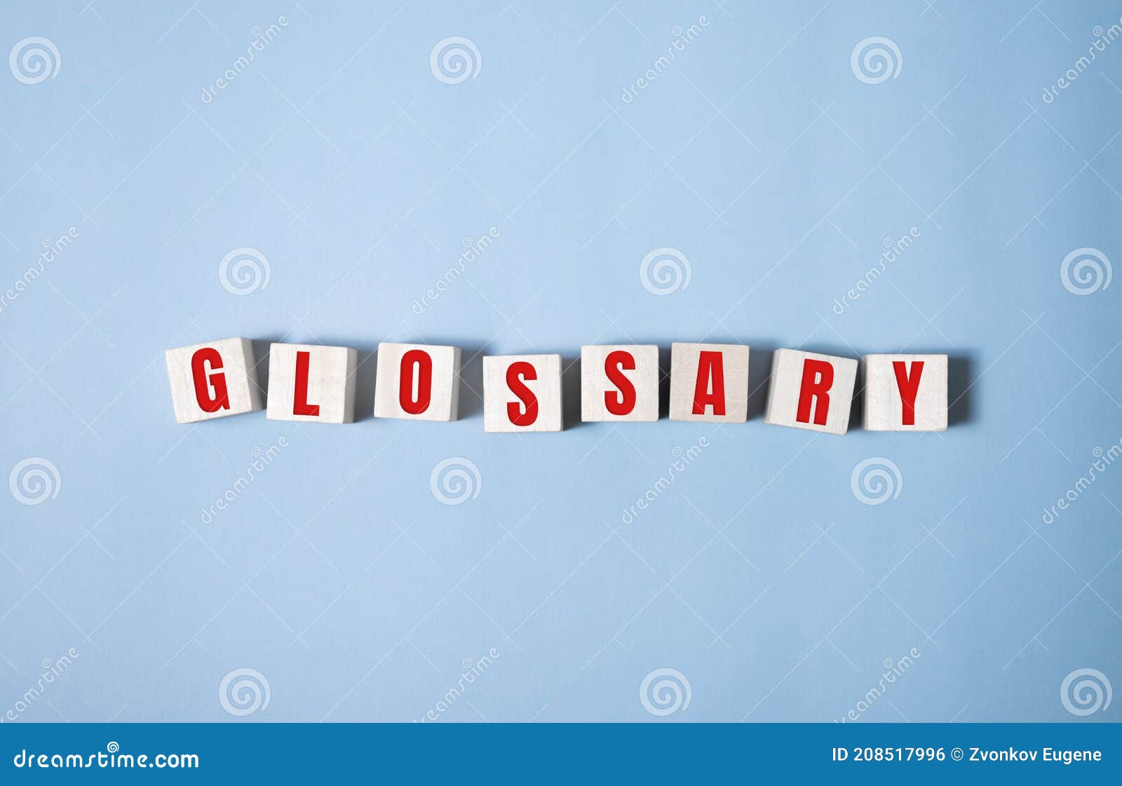 Glossary Word Made of Square Letter Word on Blue Background. Stock ...