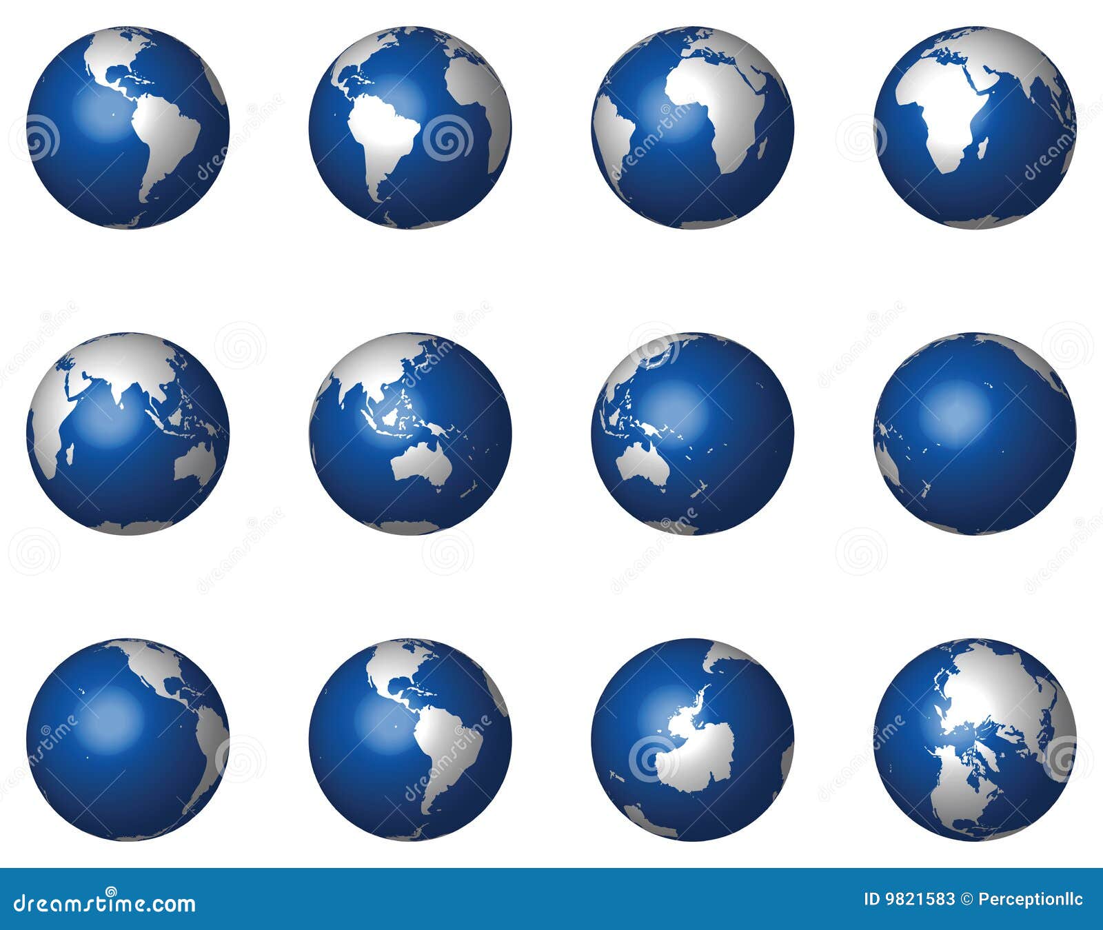 Glossy 3D Globes on White (Vector) Stock Vector - Illustration of earth ...