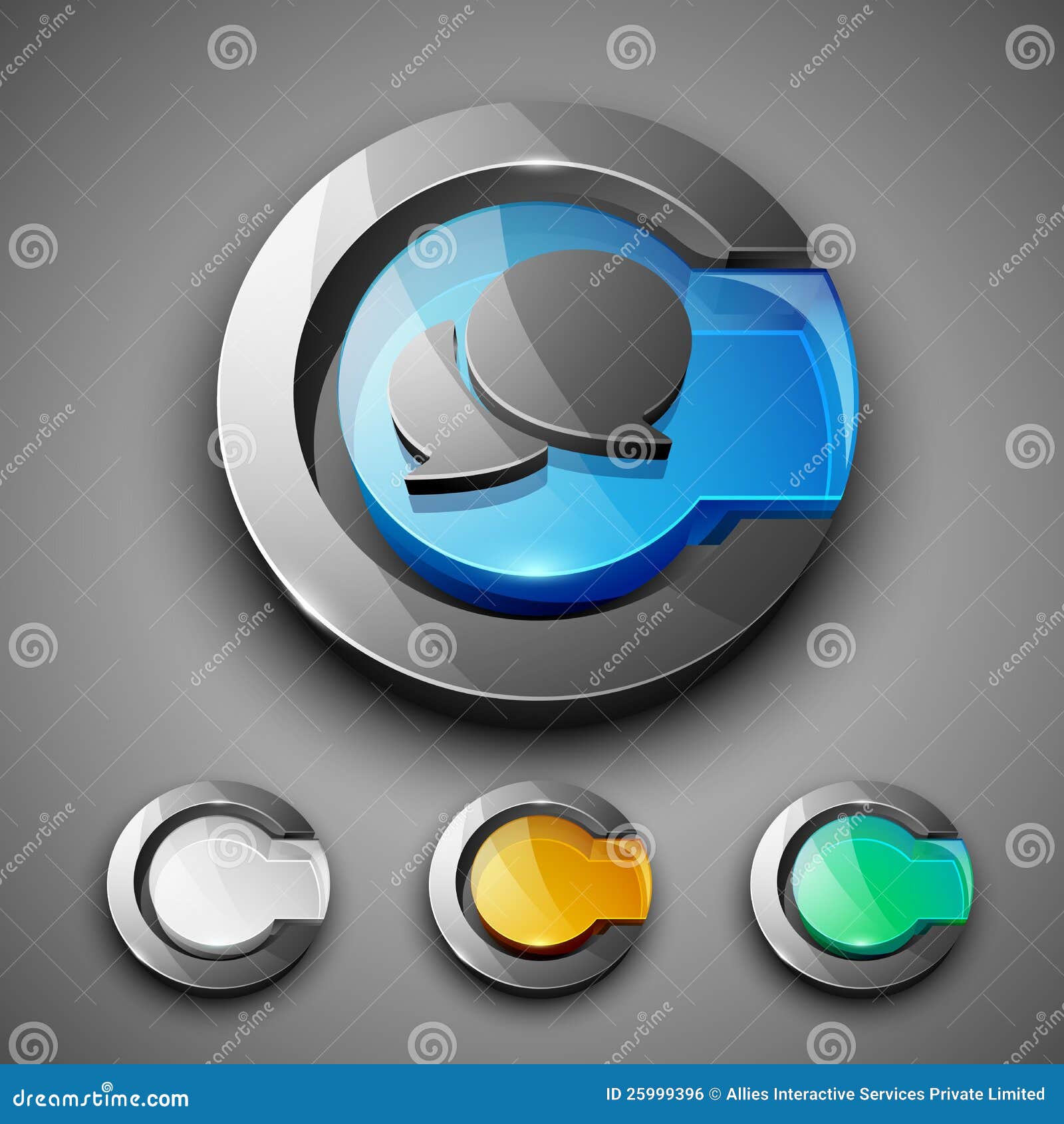 Glossy 3D Web 2.0 Messenger Symbol Icon Set Stock Vector - Illustration ...