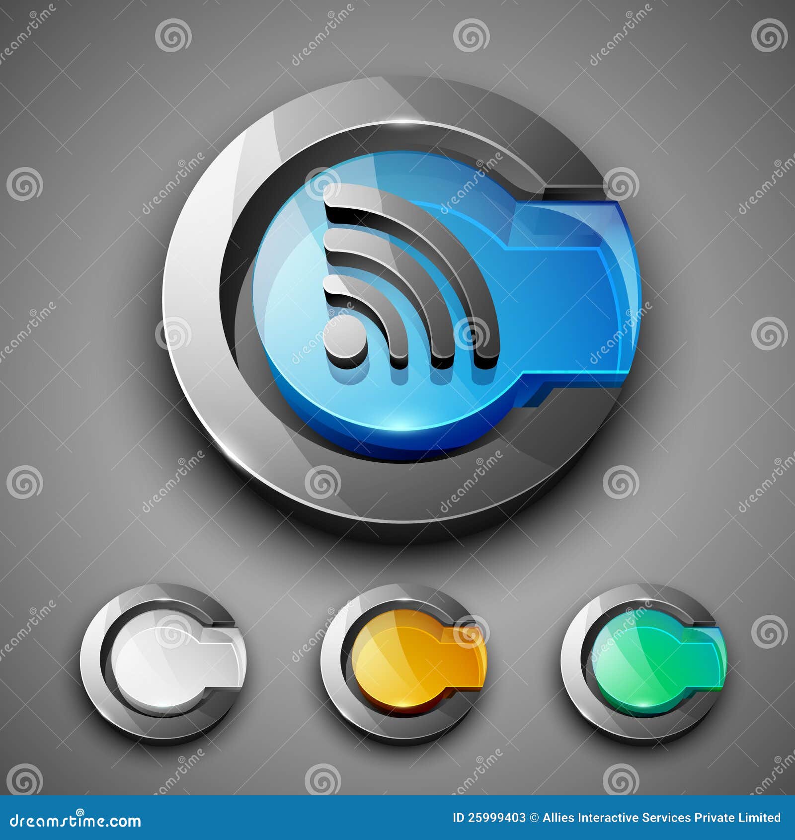 Glossy 3D Web 2.0 Rss Feed Symbol Icon Set Stock Vector - Illustration ...