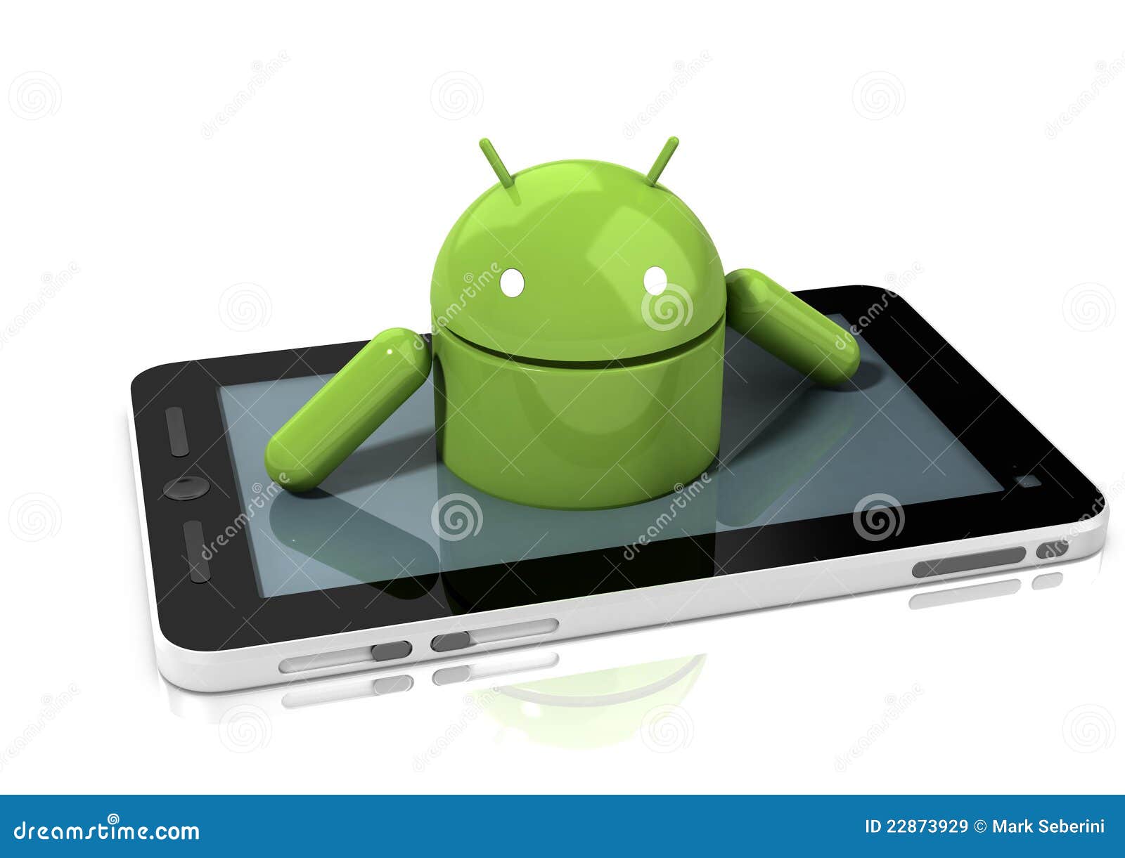 Glossy Android Character Climbing Out of a Tablet Editorial Stock Image ...