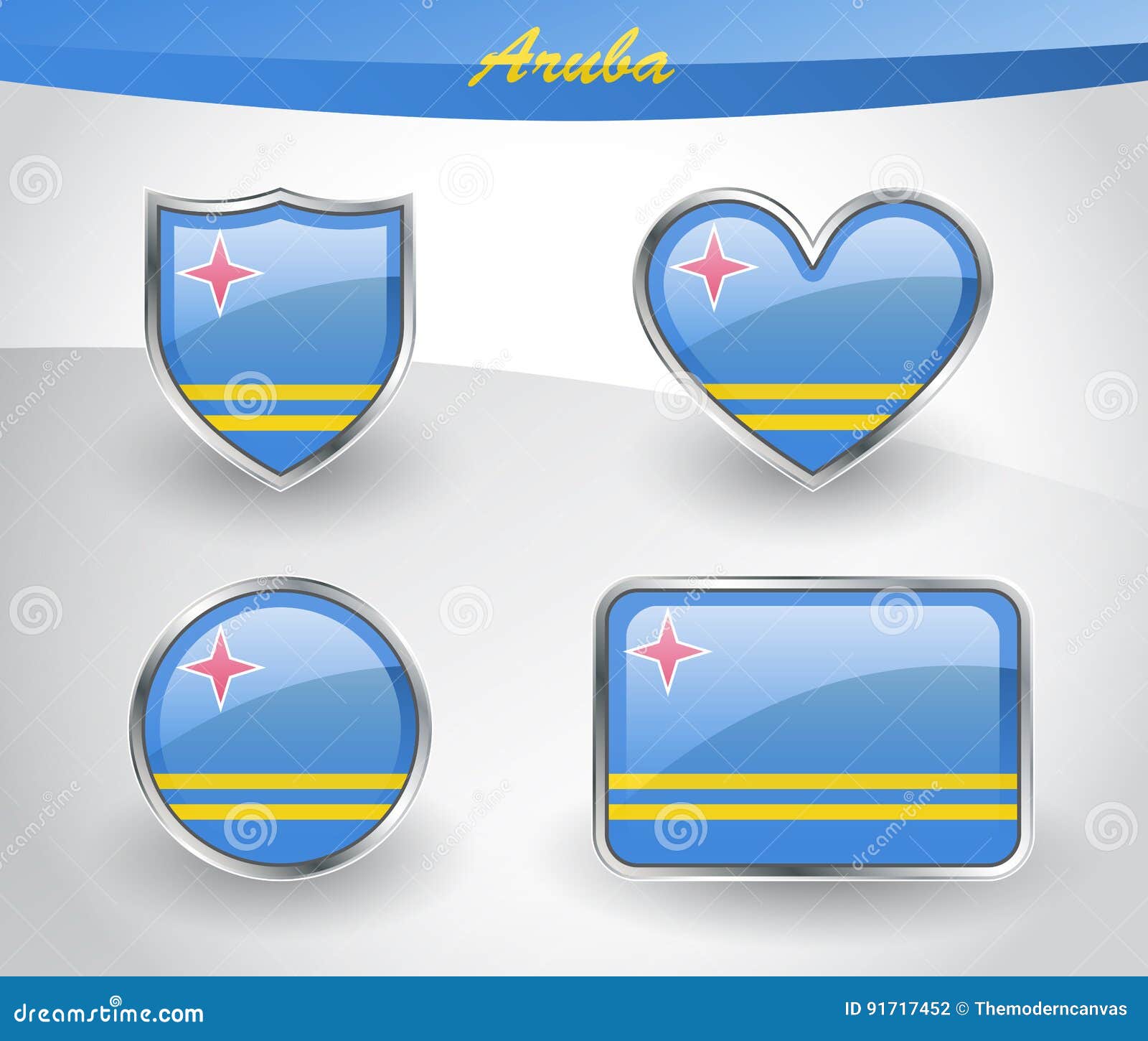 Glossy Aruba flag icon set stock vector. Illustration of frame - 91717452