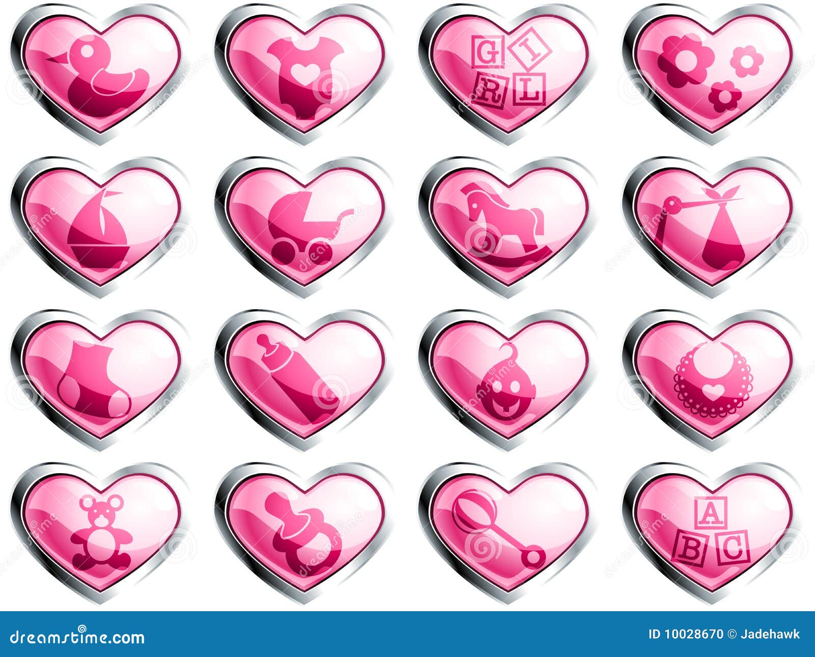 Glossy Baby Buttons for a Girl Stock Vector - Illustration of infant ...