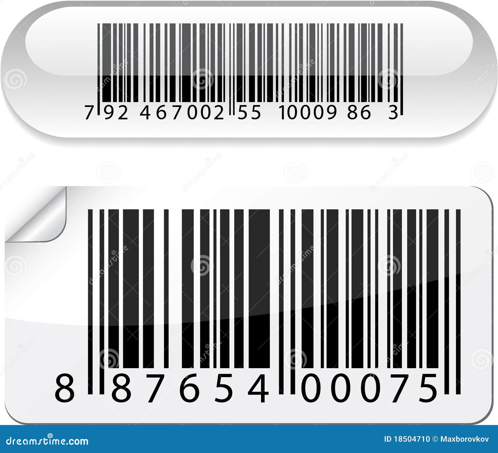 Glossy barcode buttons. stock vector. Illustration of unique - 18504710