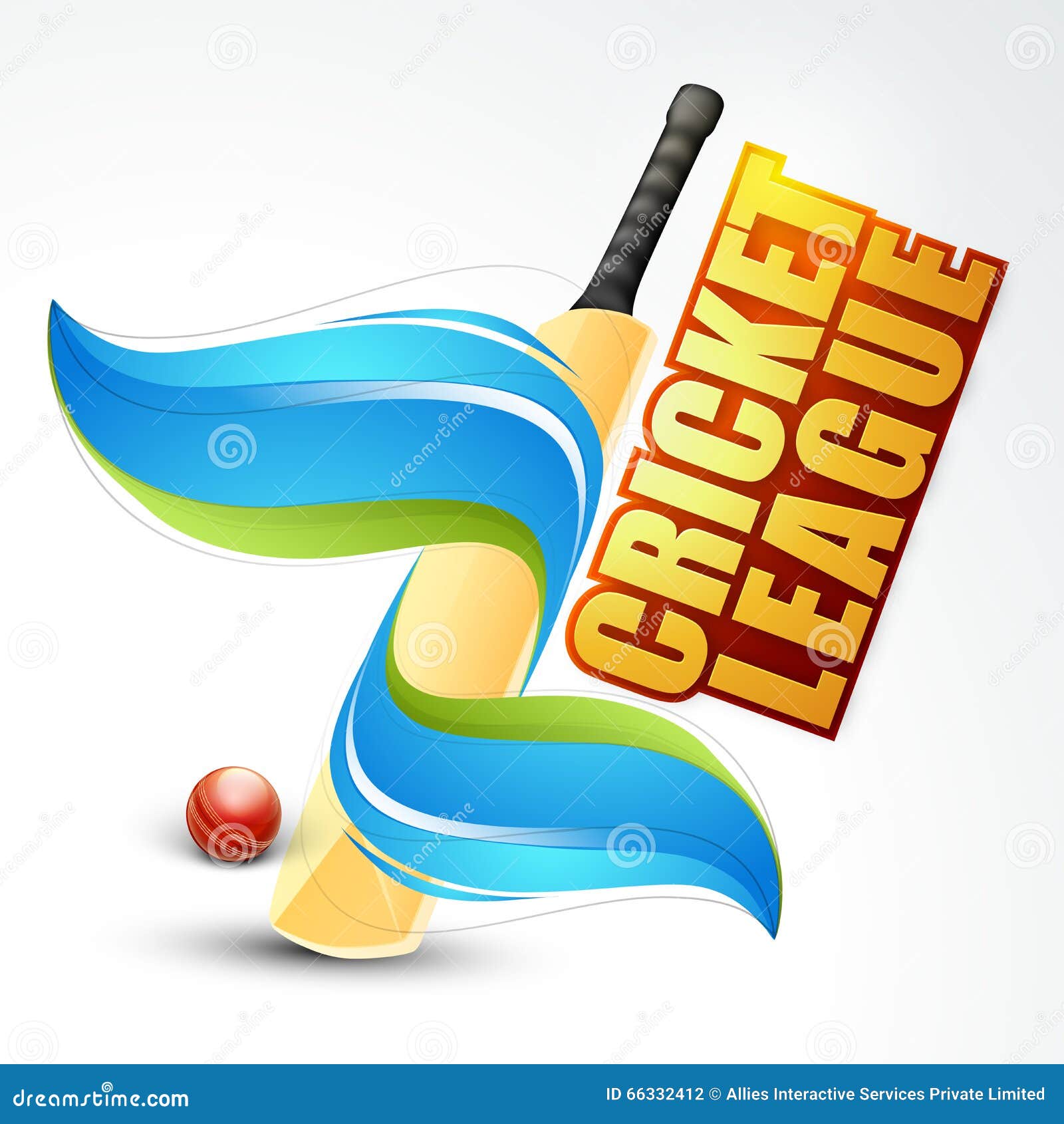 Glossy Bat with Ball for Cricket League Concept. Stock Illustration ...