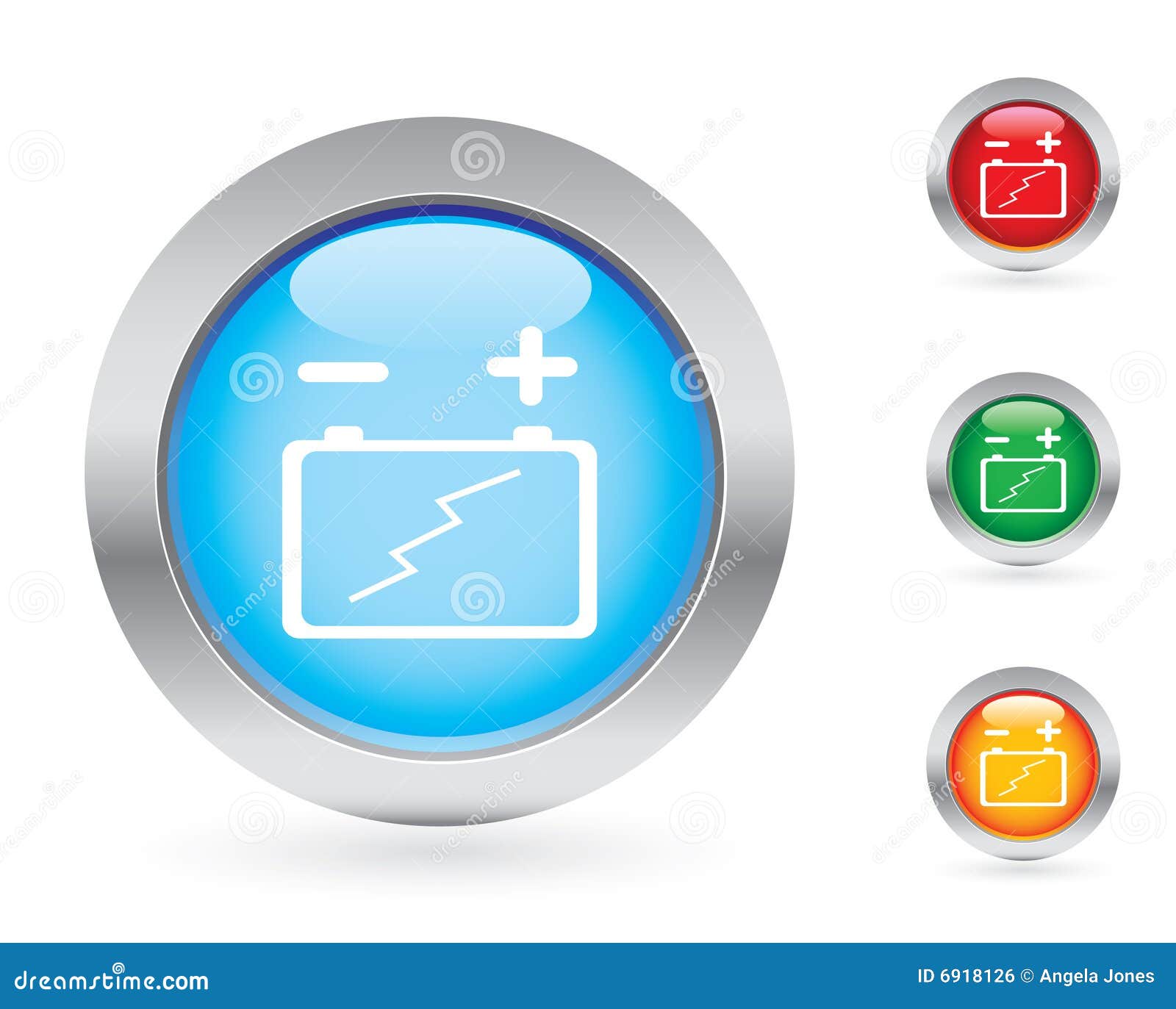 Glossy battery button set stock vector. Illustration of media - 6918126