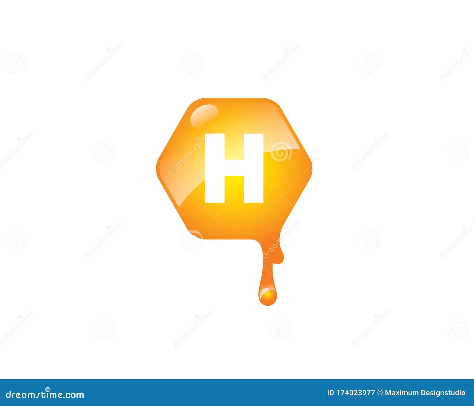 Glossy Bee Hive Shaped Honey Dripping Drip With Letter H Inside Cartoon ...