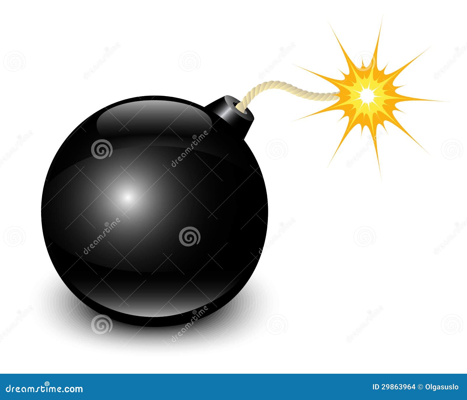 Black Bomb With Wick Or Fuse. Vector Illustration Of Metal Bombshell ...