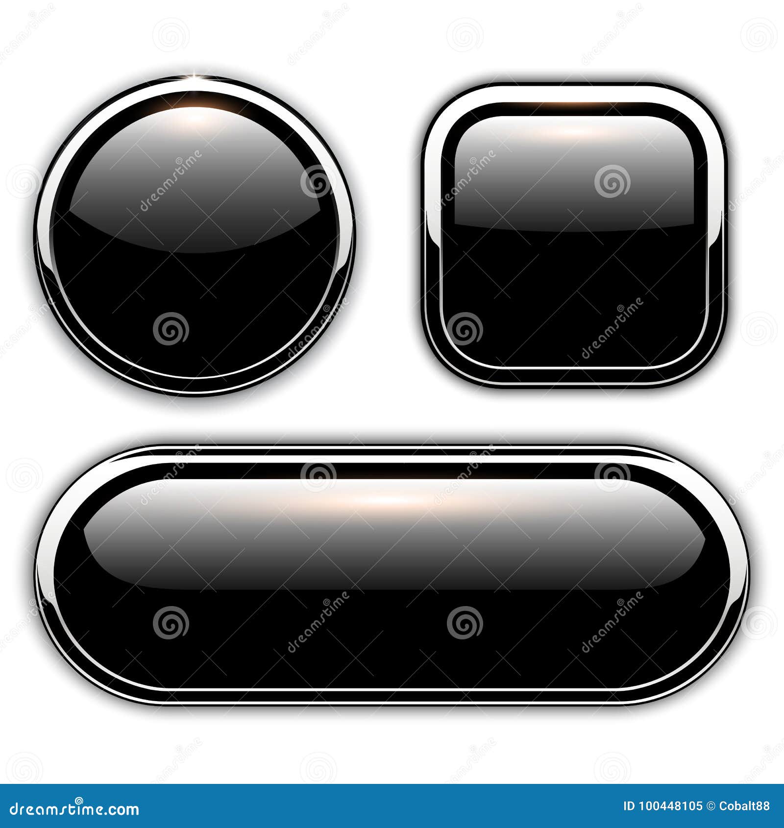 Glossy black buttons stock vector. Illustration of color - 100448105