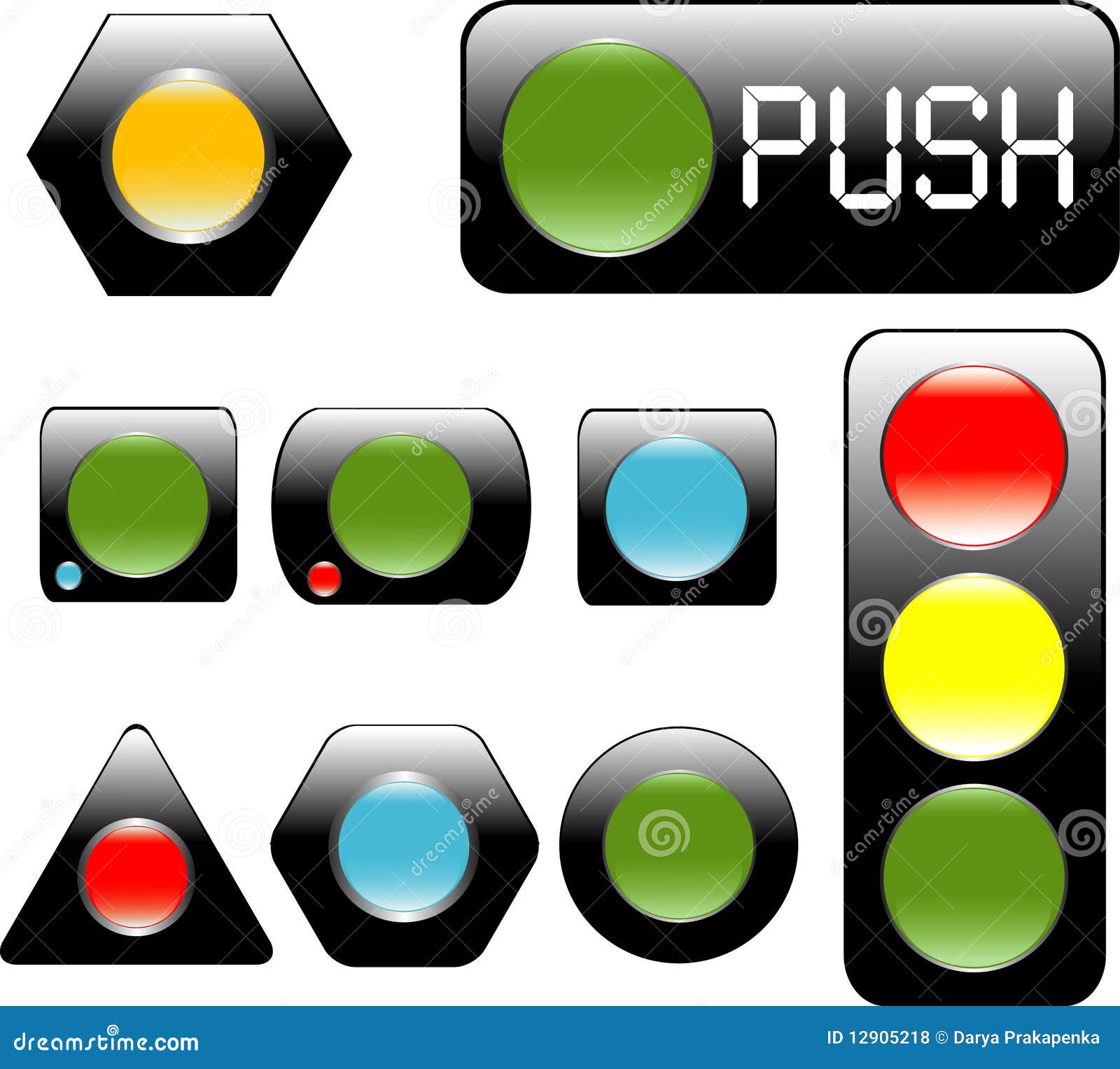 Glossy Black Buttons. Vector Illustration Stock Vector - Illustration ...