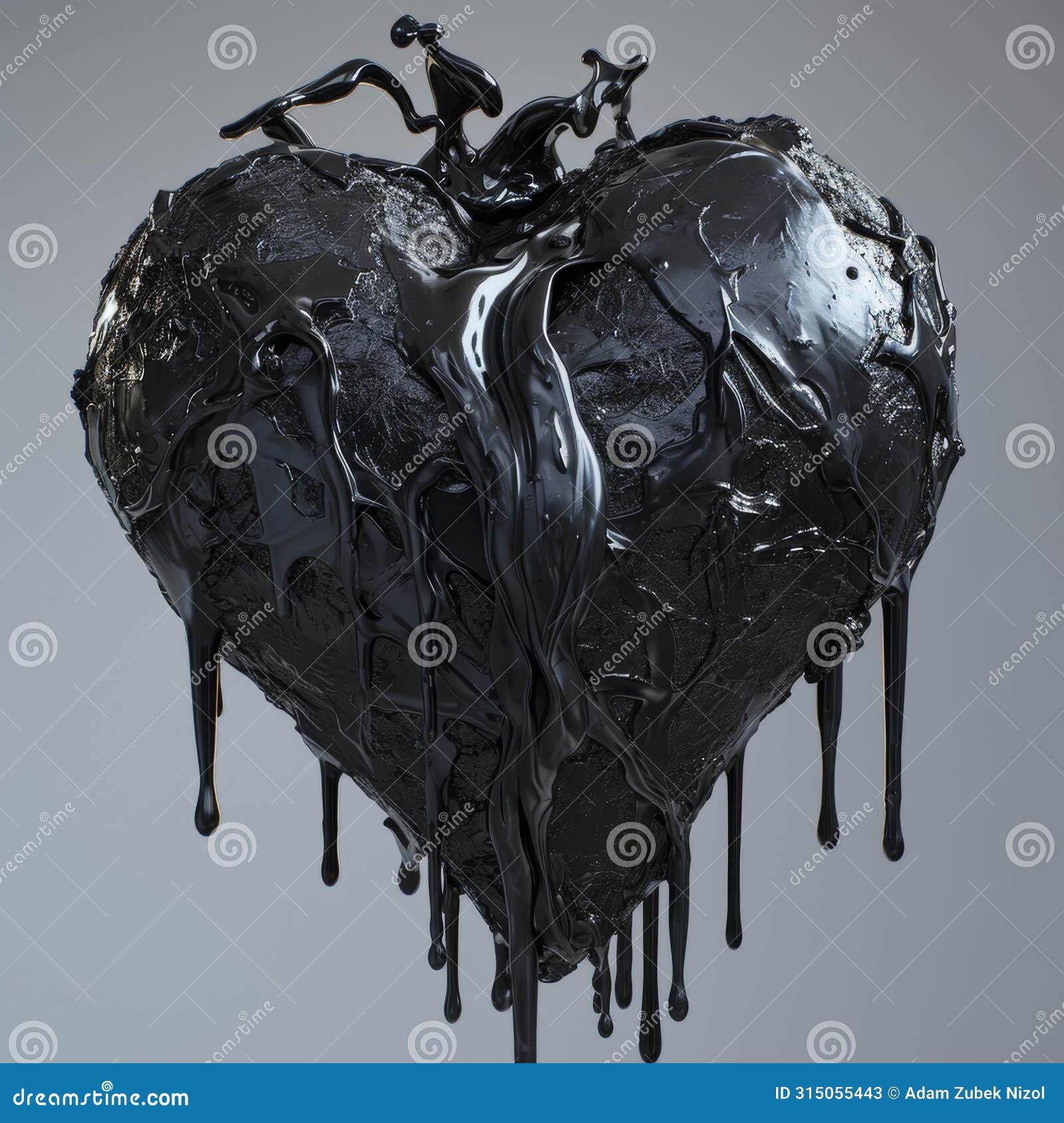 Glossy Black Heart with Dripping Paint Stock Illustration ...