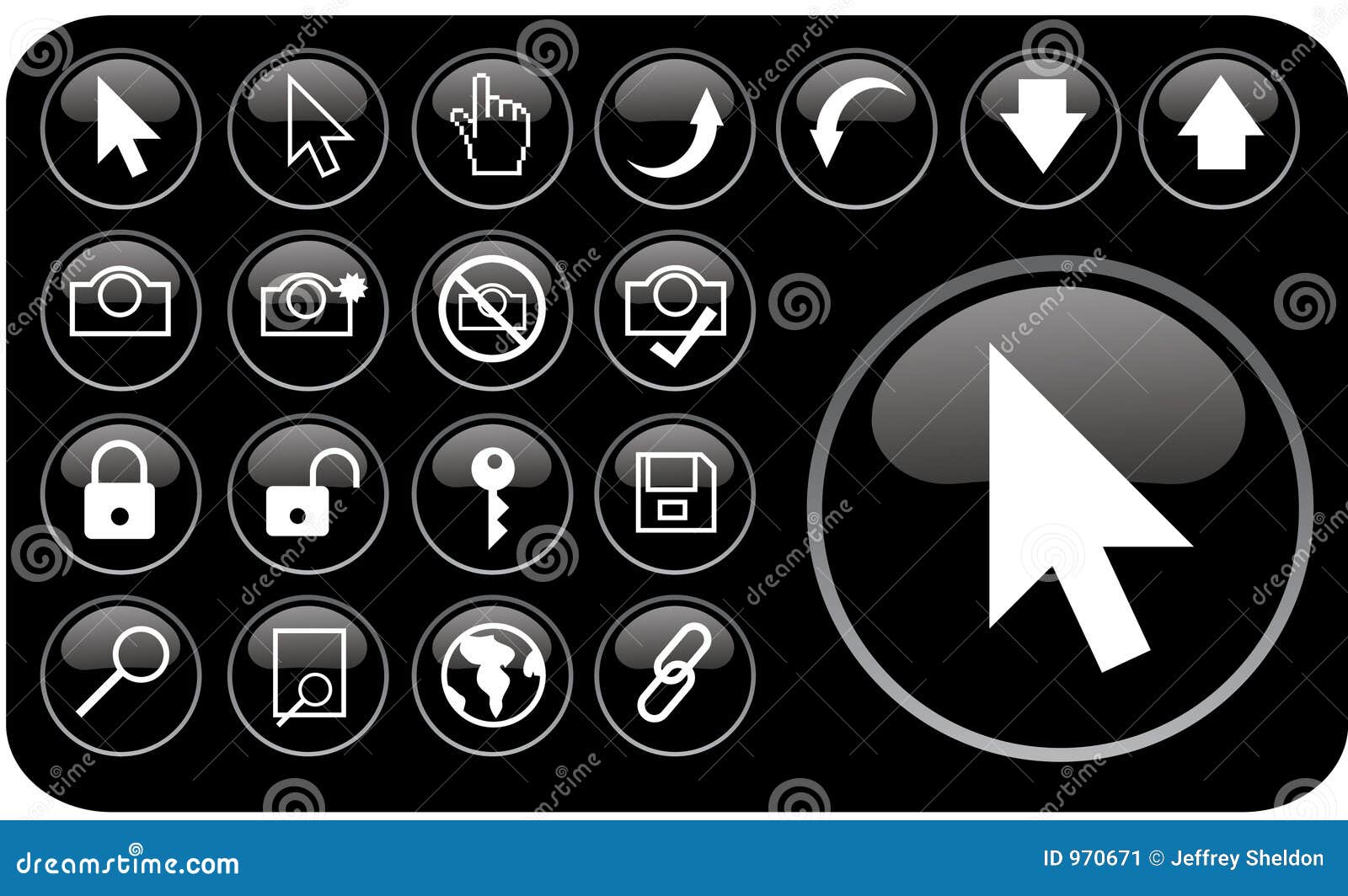 Glossy black icons part3 stock vector. Illustration of mail - 970671