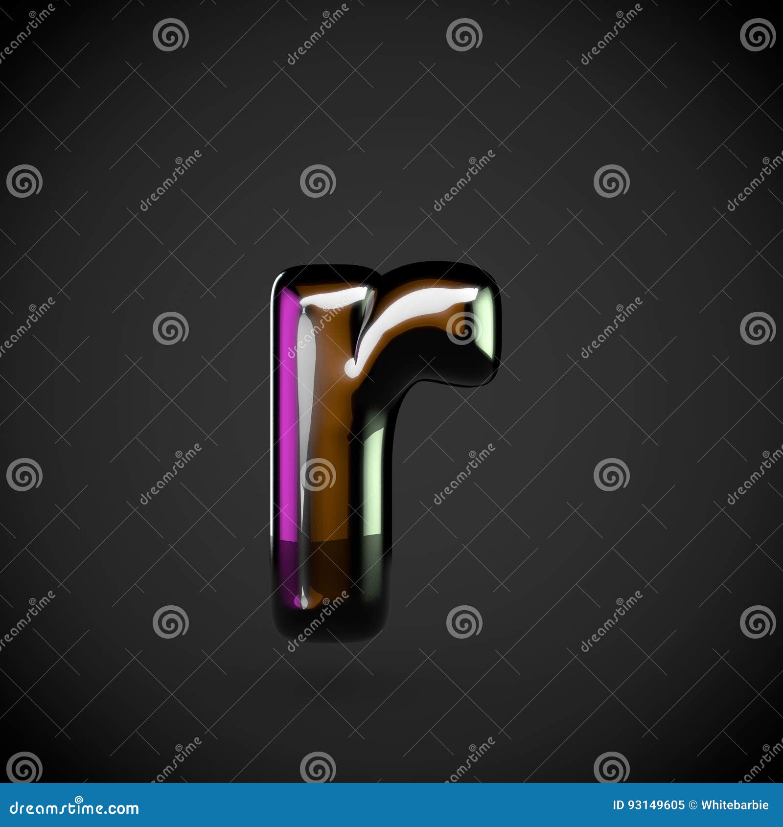 Glossy Black Letter R Lowercase with Colored Reflections Stock ...