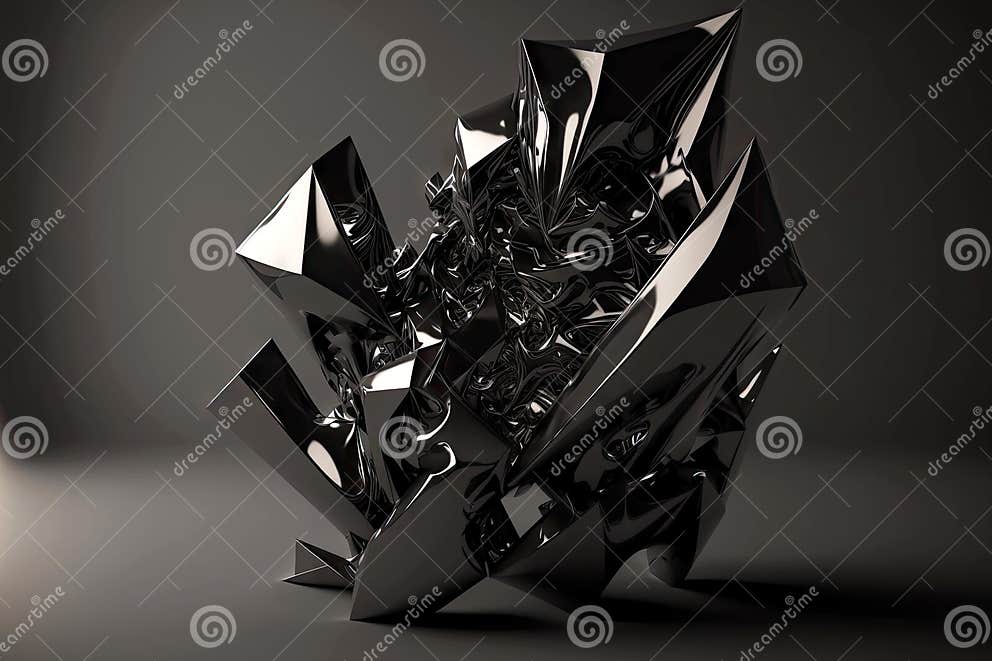 Glossy Black Surface with Sharp Protruding Elements As 3d Render ...