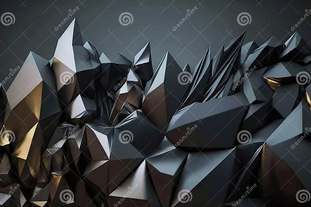 Glossy Black Surface with Sharp Protruding Elements As 3D Render ...