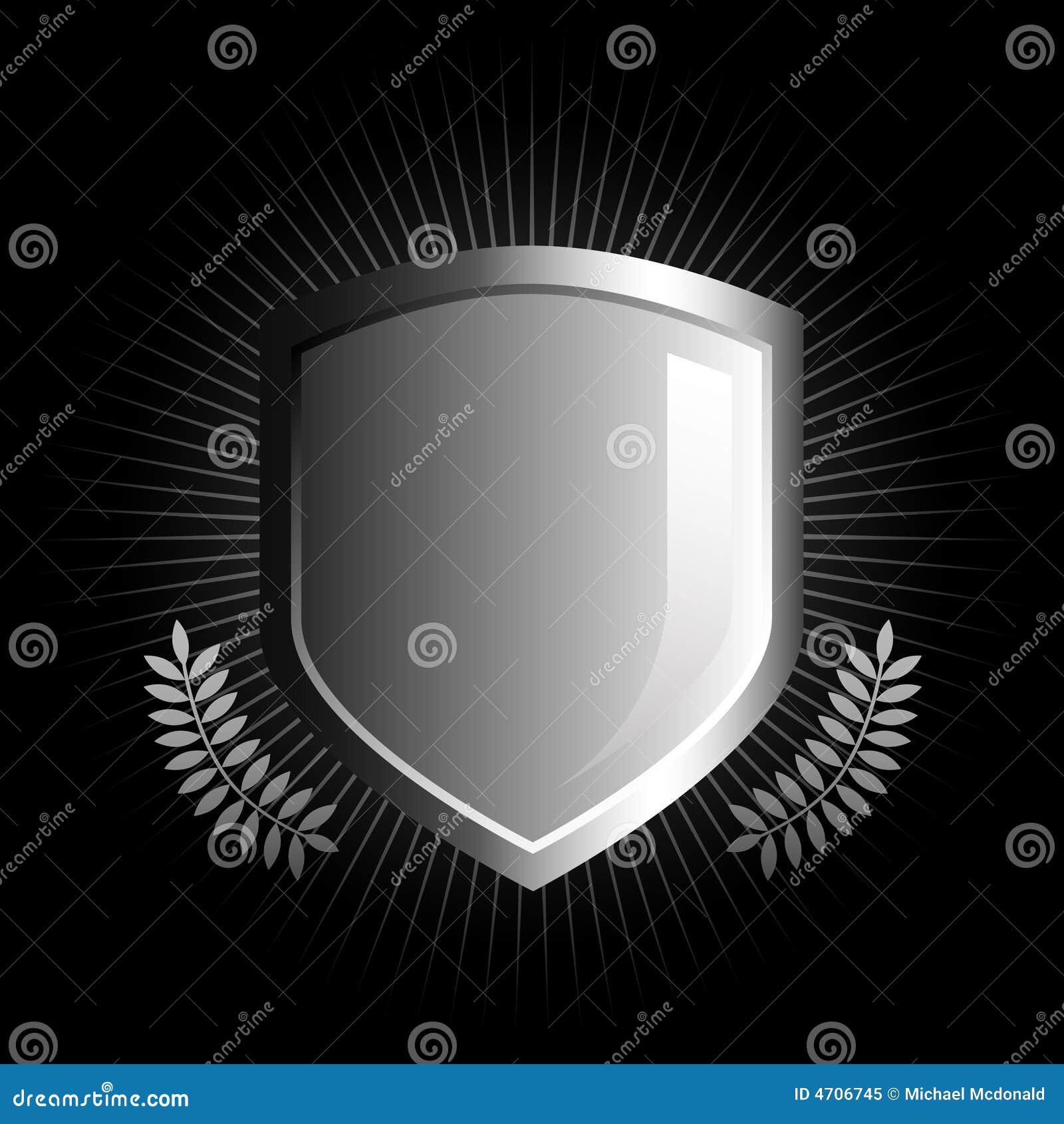 Glossy Black and White Shield Emblem Stock Vector - Illustration of ...